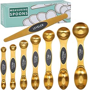 TJHamaipi Magnetic Measuring Spoons Set - Gold Measuring Spoons with ...