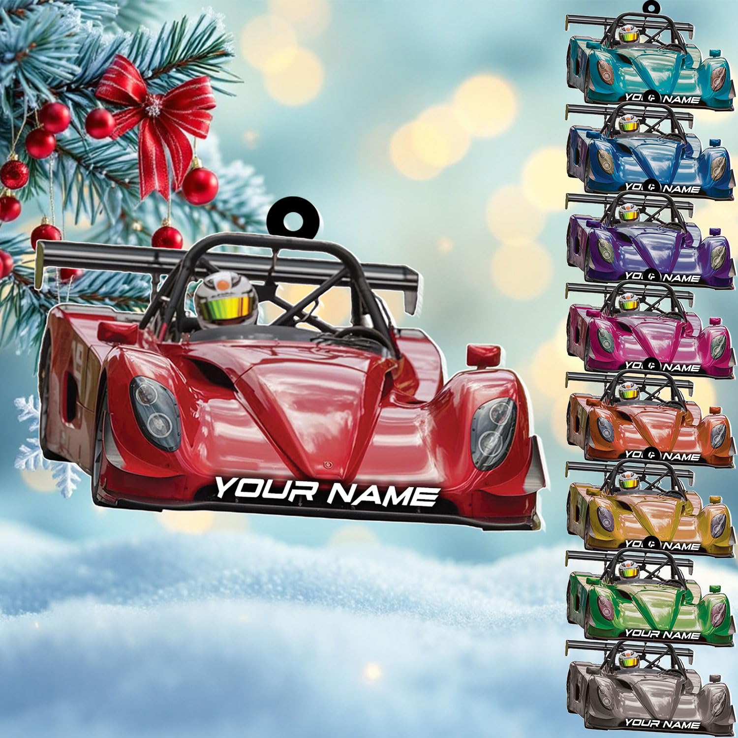 Amazon.com: Personalized Race Car Ornaments, Race Car Christmas ...