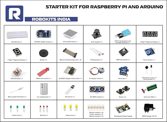 Starter Kit for Raspberry Pi and Arduino Embedded Prototyping Robokits ...