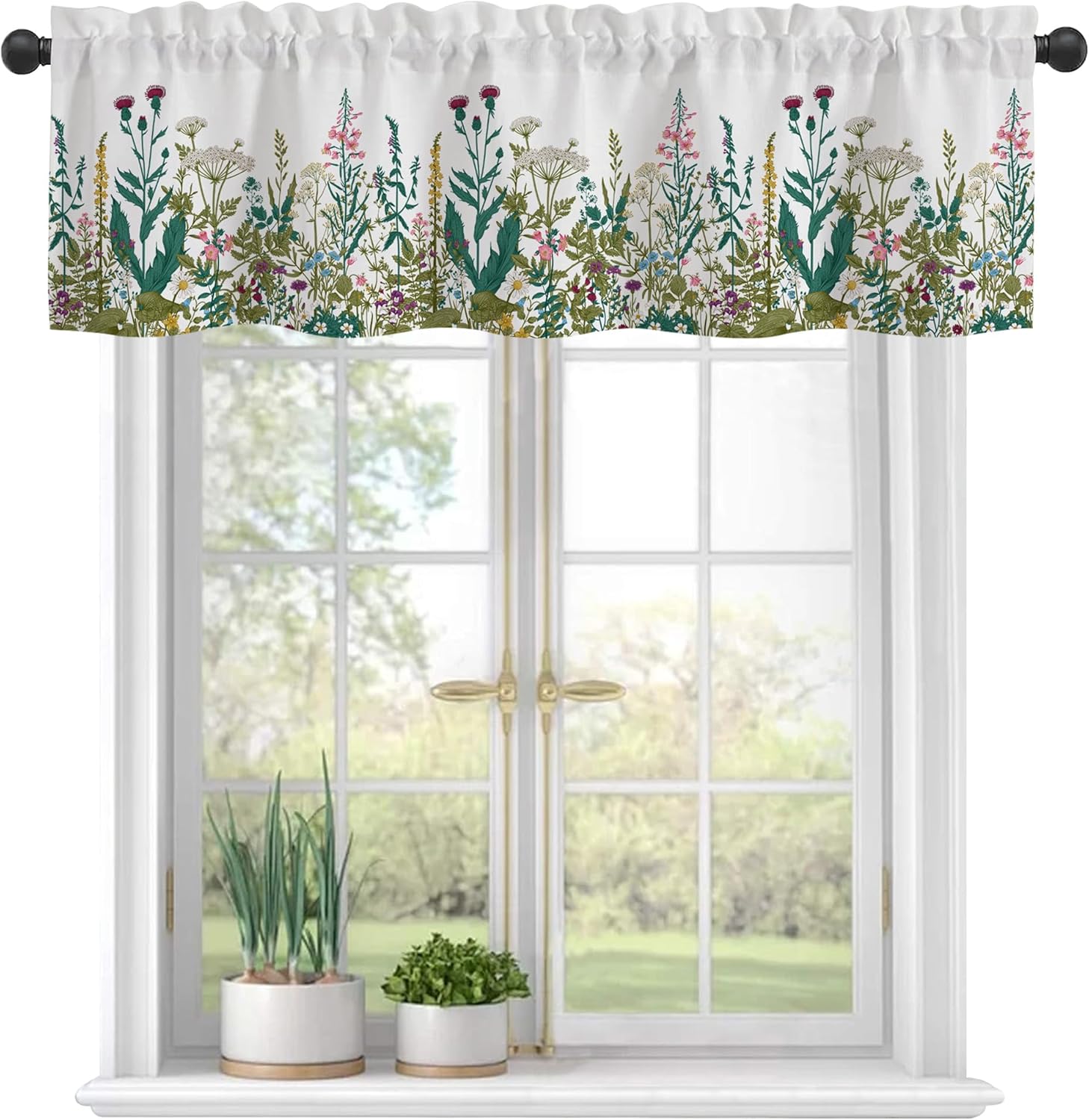 Amazon.com: Valances Curtains for Windows, Colorful Herbs and Wild ...