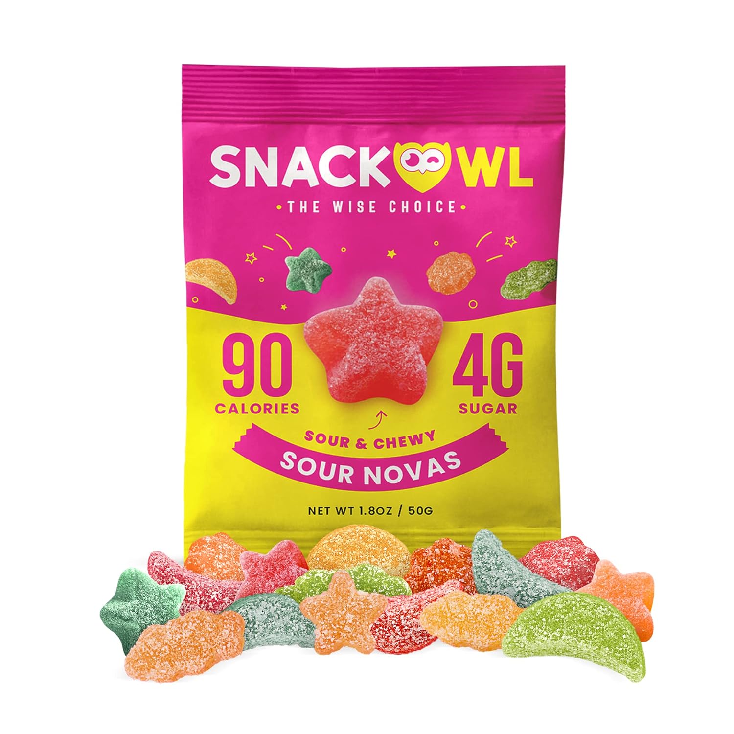 Amazon.com : Snack Owl Vegan Sour Gummy Candy – Gluten Free, Low ...