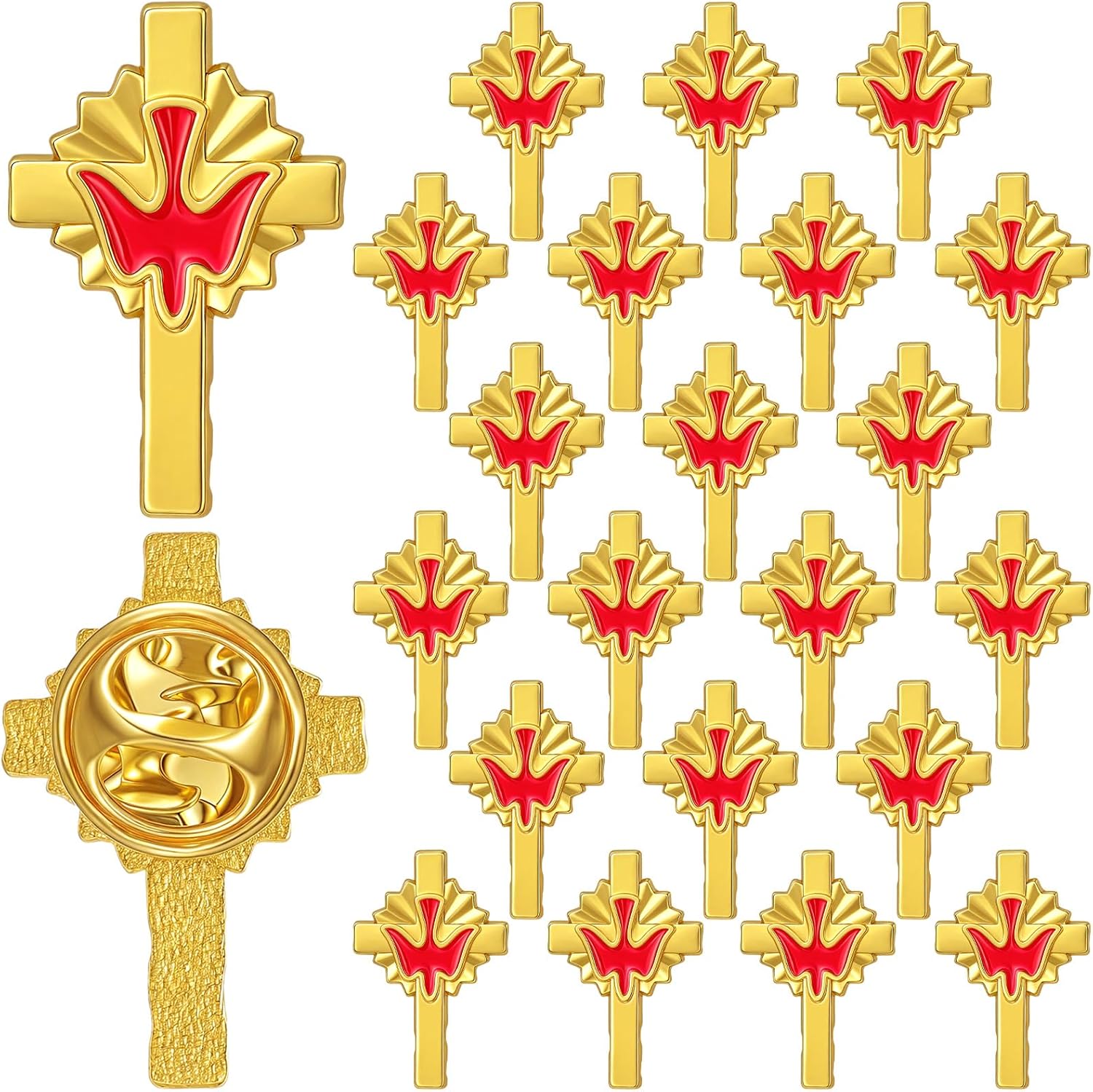 Amazon.com: Misdary 24 Pcs Holy Spirit Pin Gold Cross Lapel Pins Bulk ...