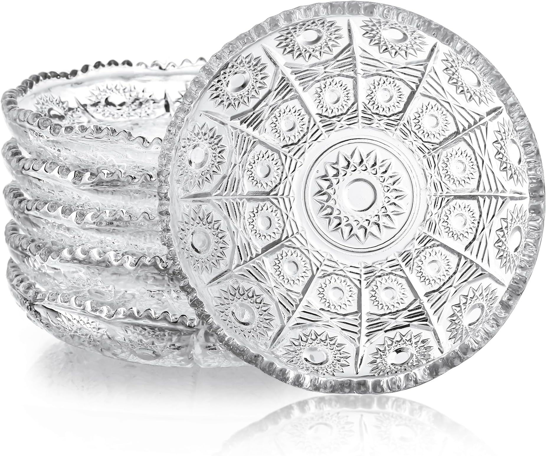 Amazon.com | JHNIF 10pcs Clear Glass Mini Dessert Plate, 4-Inch Snack ...