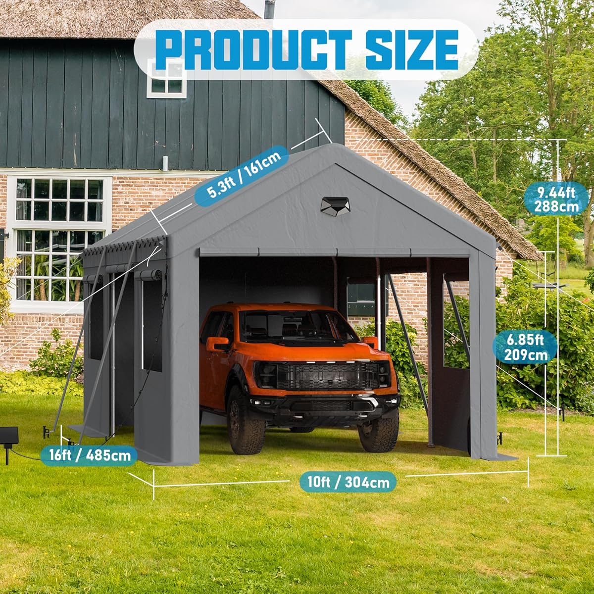 $10/mo - Finance 10x16 Carport Canopy, Heavy Duty Car Ports with ...