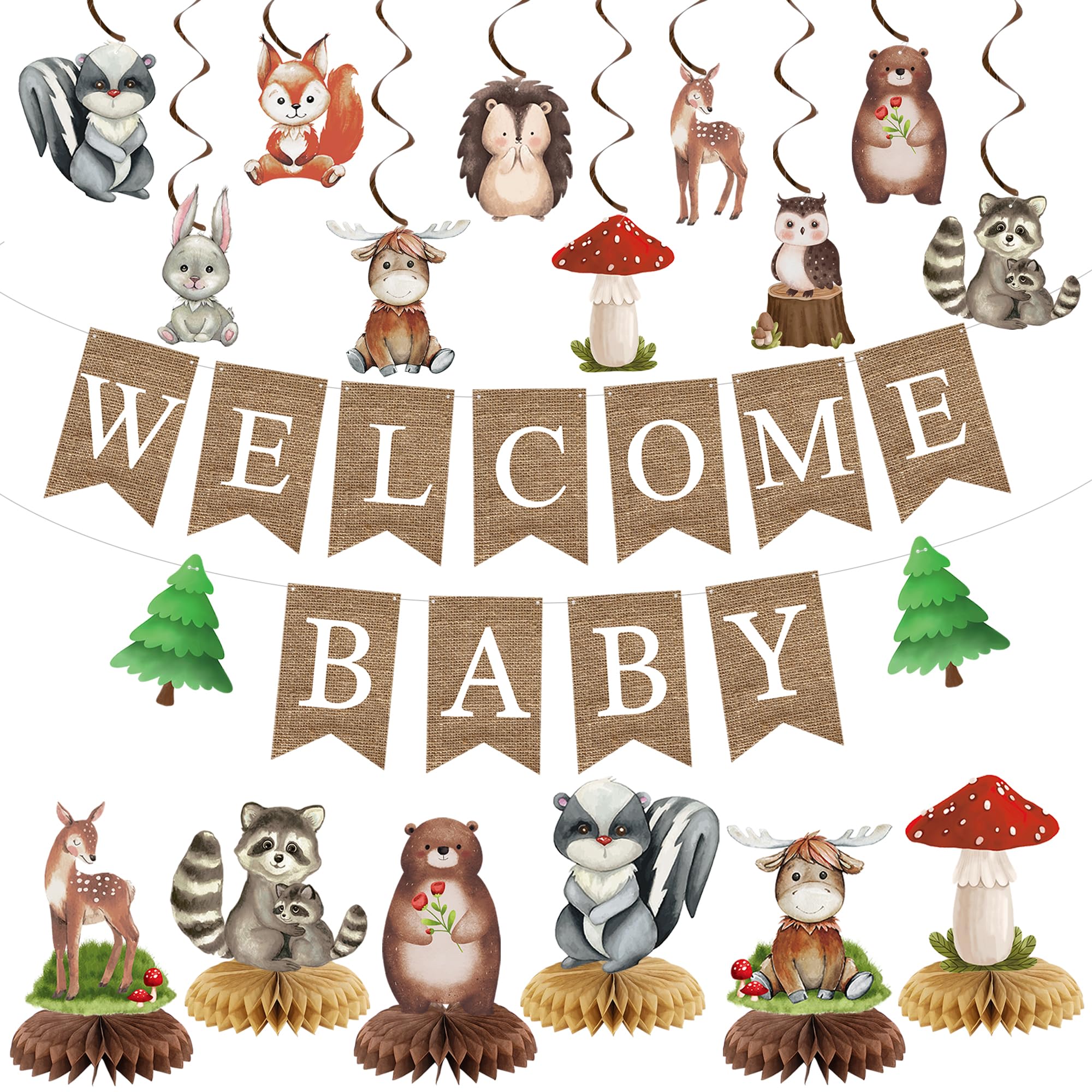 Amazon.com: Woodland Animals Party Decorations Woodland Banners Hanging ...