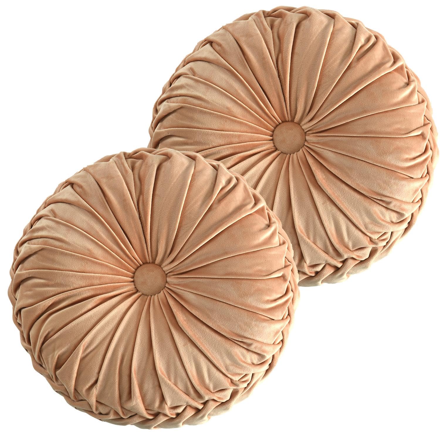 Amazon.com: HIG Set of 2 Decorative Round Pleated Throw Pillows, Classy ...