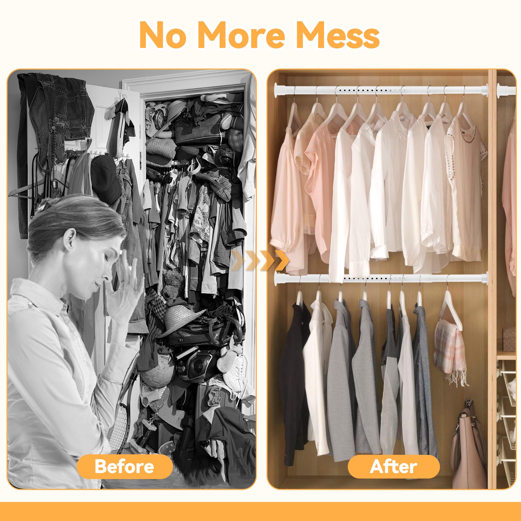Snapklik.com : Closet Rods For Hanging Clothes, 1.3 Inch Diameter Heavy ...