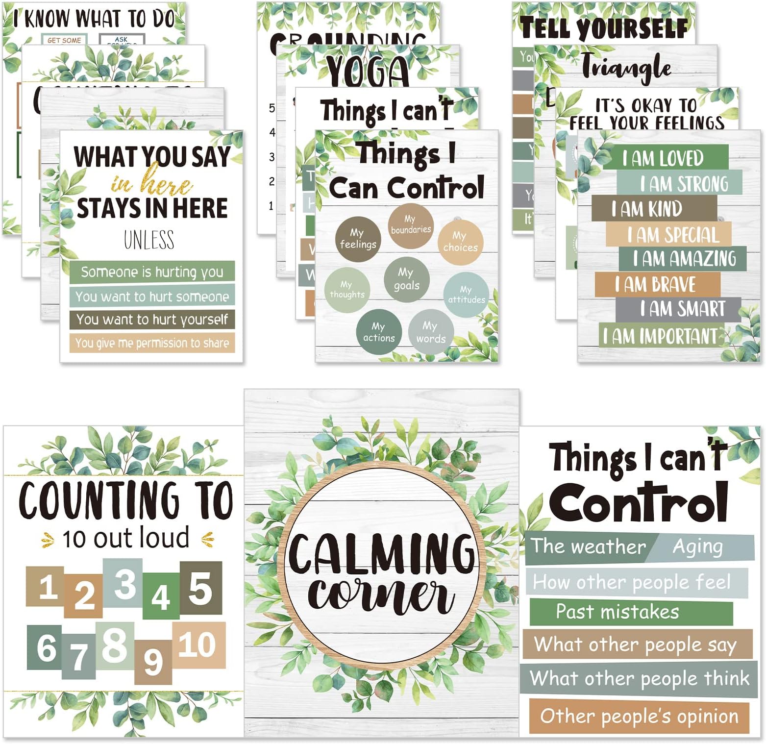 Amazon.com : ZOIIWA 12pcs Eucalyptus Calming Corner Classroom Poster ...