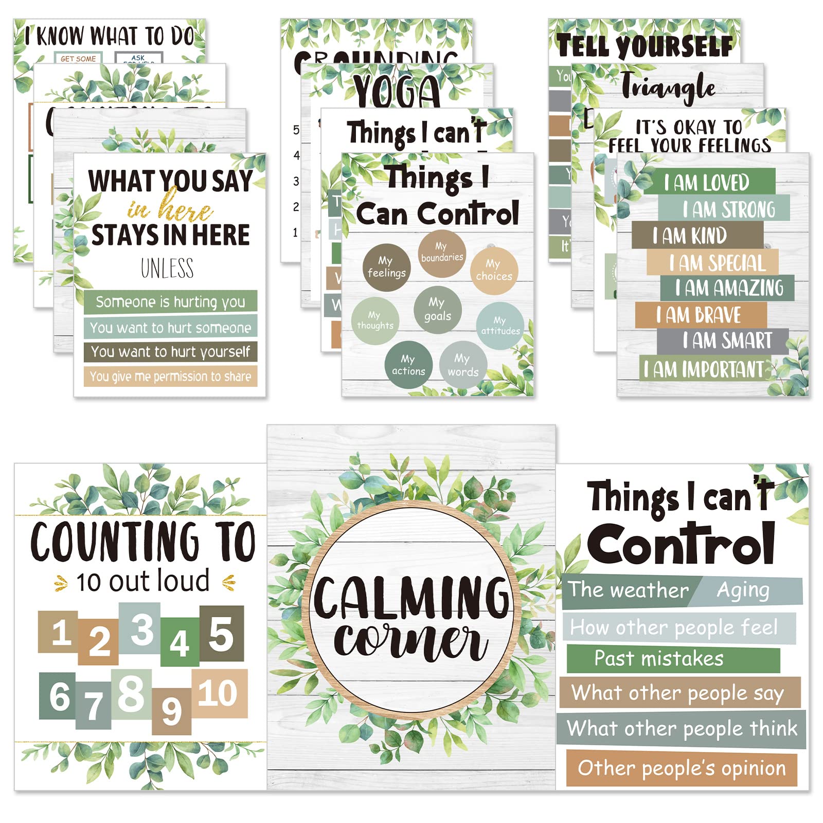 Zoiiwa 12pcs Eucalyptus Calming Corner Classroom Poster Preschool ...