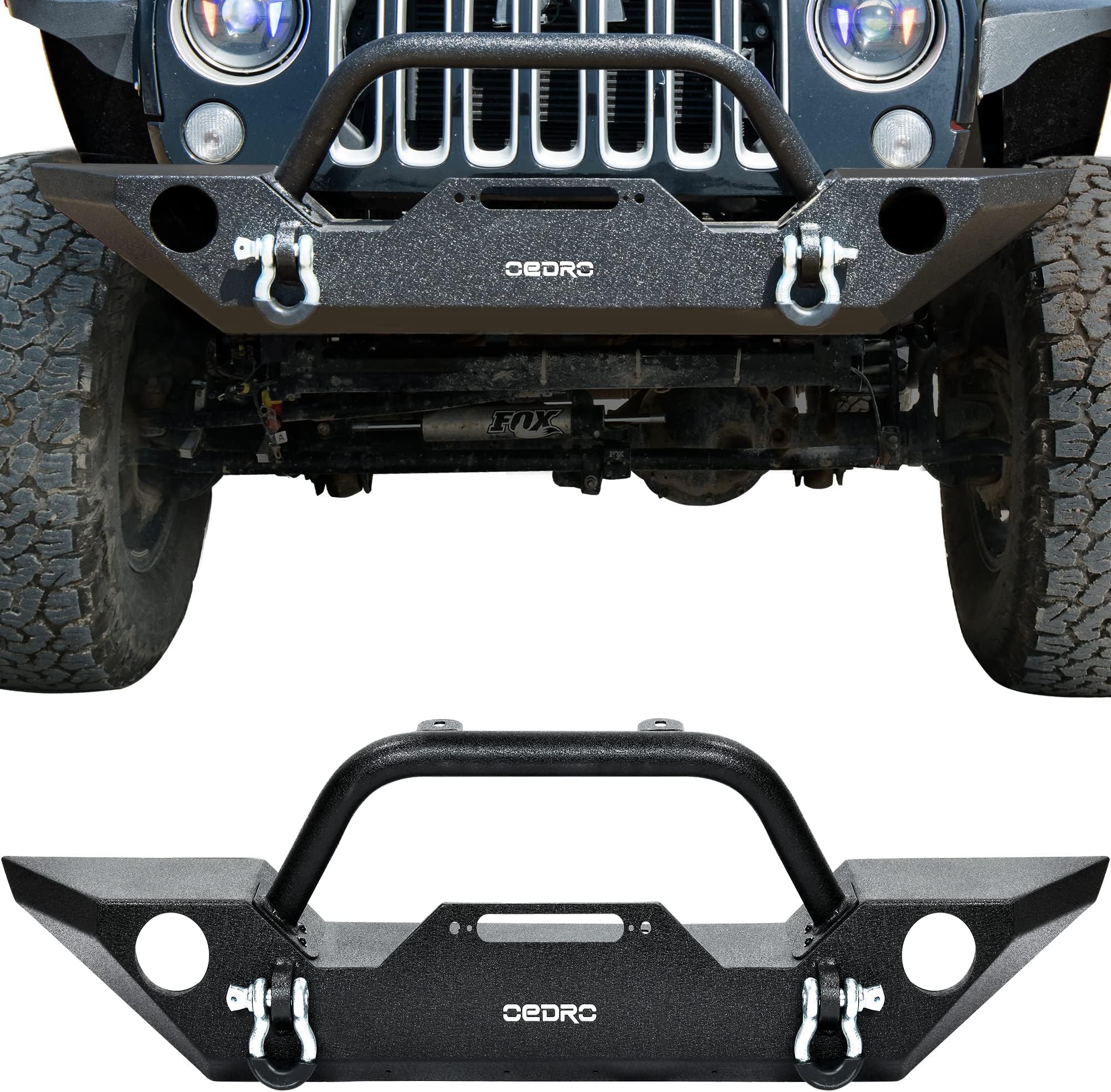 Amazon.com: TACTIK Heavy Duty Steel Front Bumper with D-Rings and Winch ...