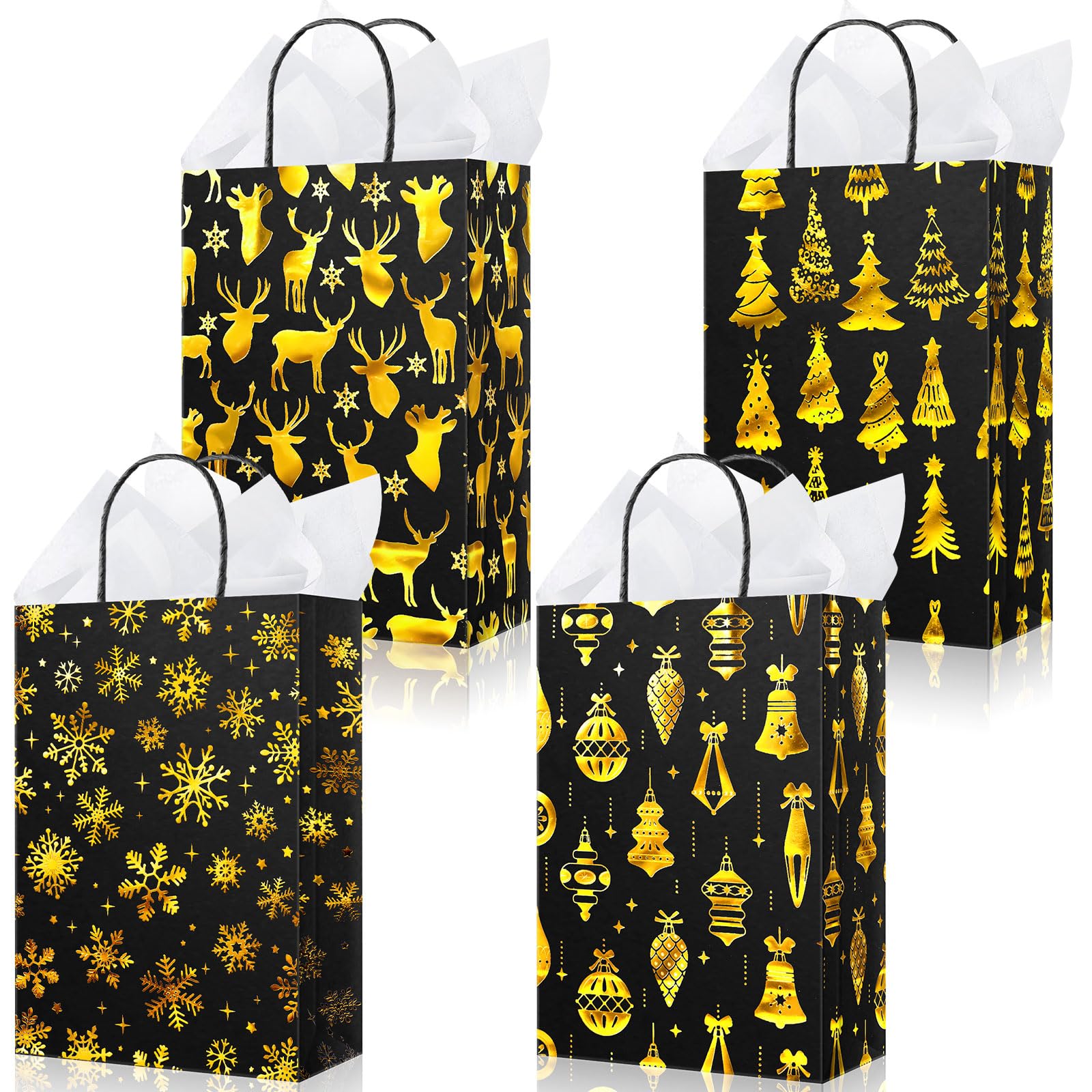 Amazon.com: Silkfly 50 Pack Small Christmas Gift Bags Bulk with 50 ...