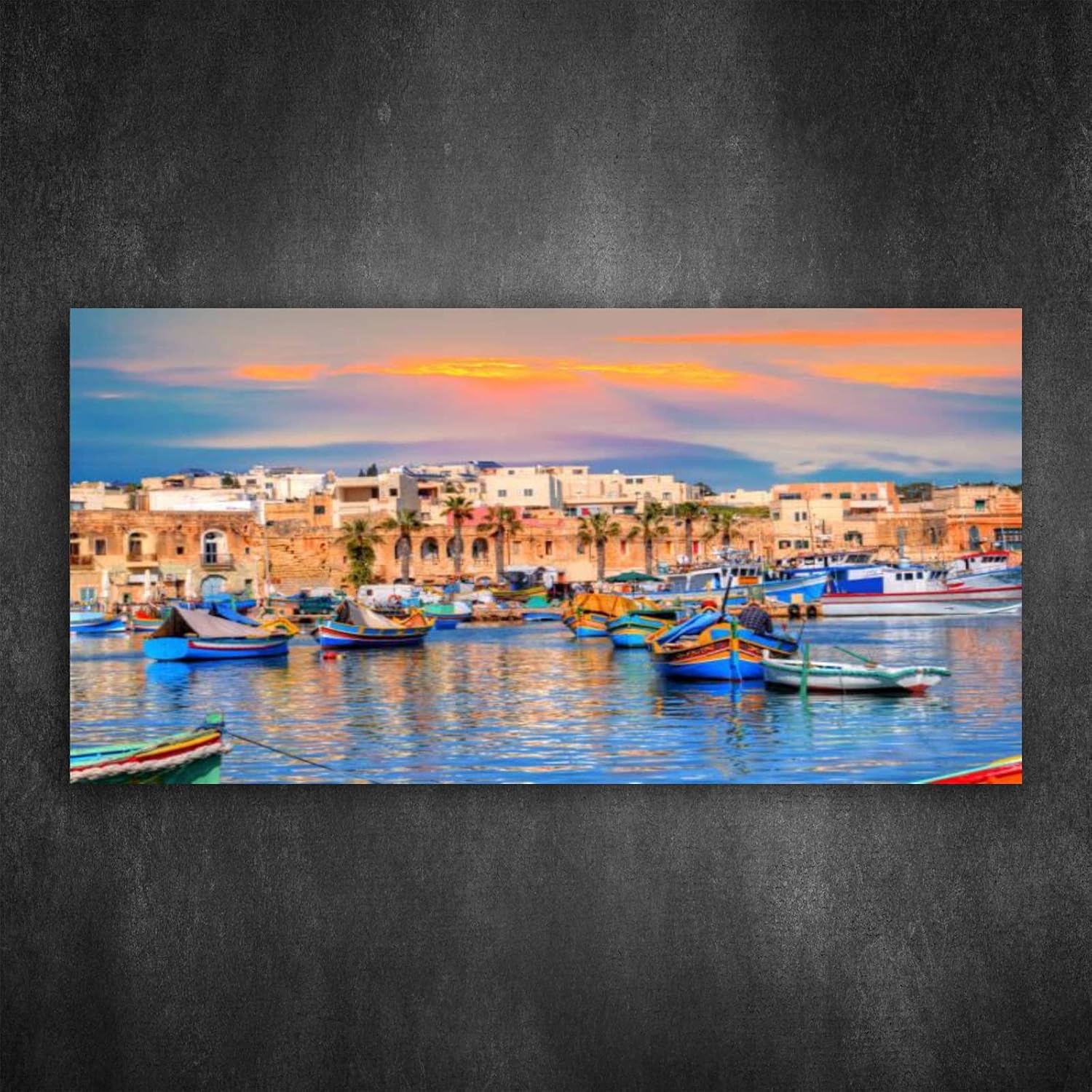 Amazon.com: Canvas Wall Art Cityscape of Malta in sunset light Painting ...