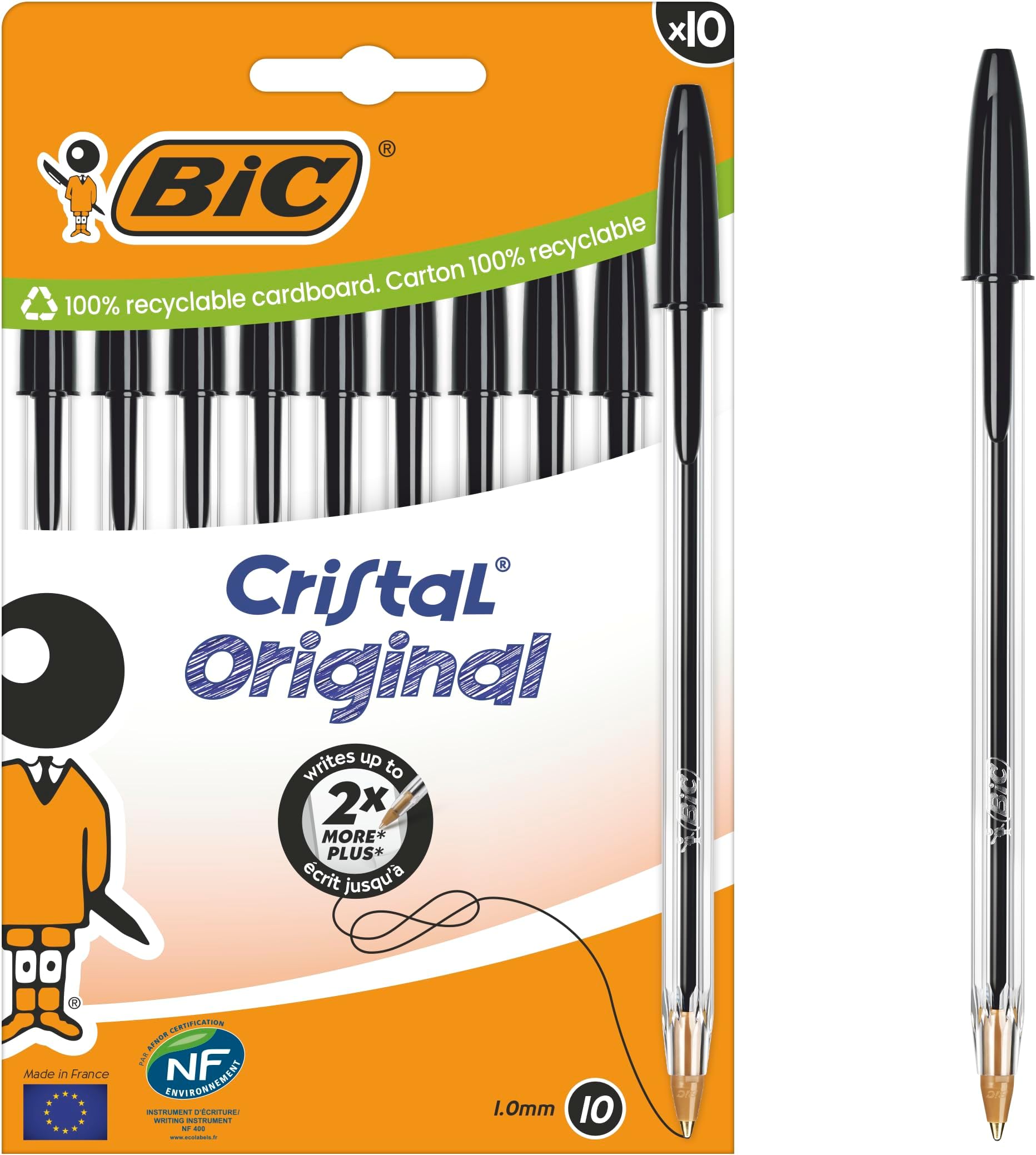 Bic Cristal Original Stylos-Bille Pointe Moyenne (1,0 mm) - Parfait ...