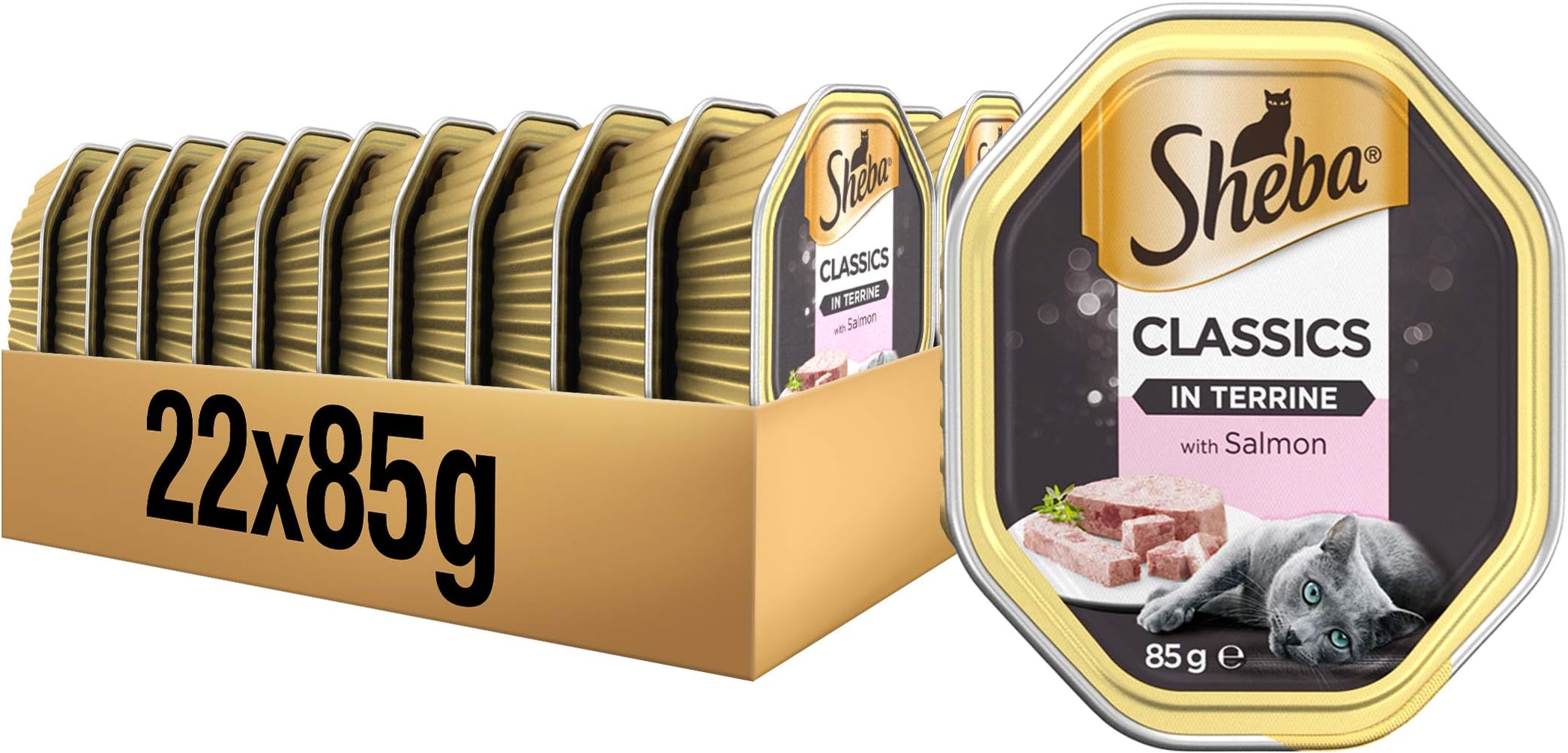 Sheba Classics Cat Food Trays Salmon in Terrine, 85 g (Pack of 22 ...