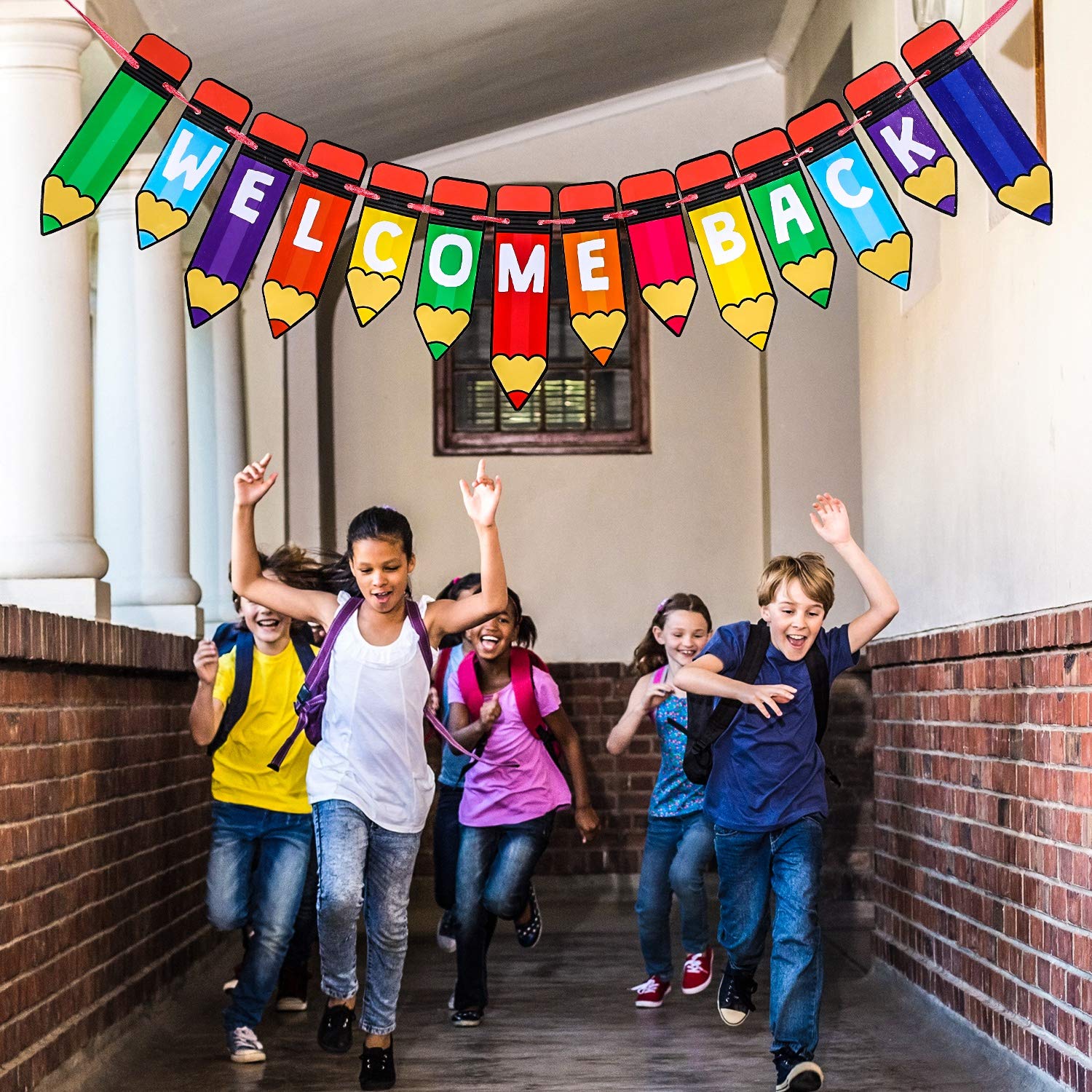 Welcome Back Party Decorations Multicolour Pencil Banner Welcome Back ...