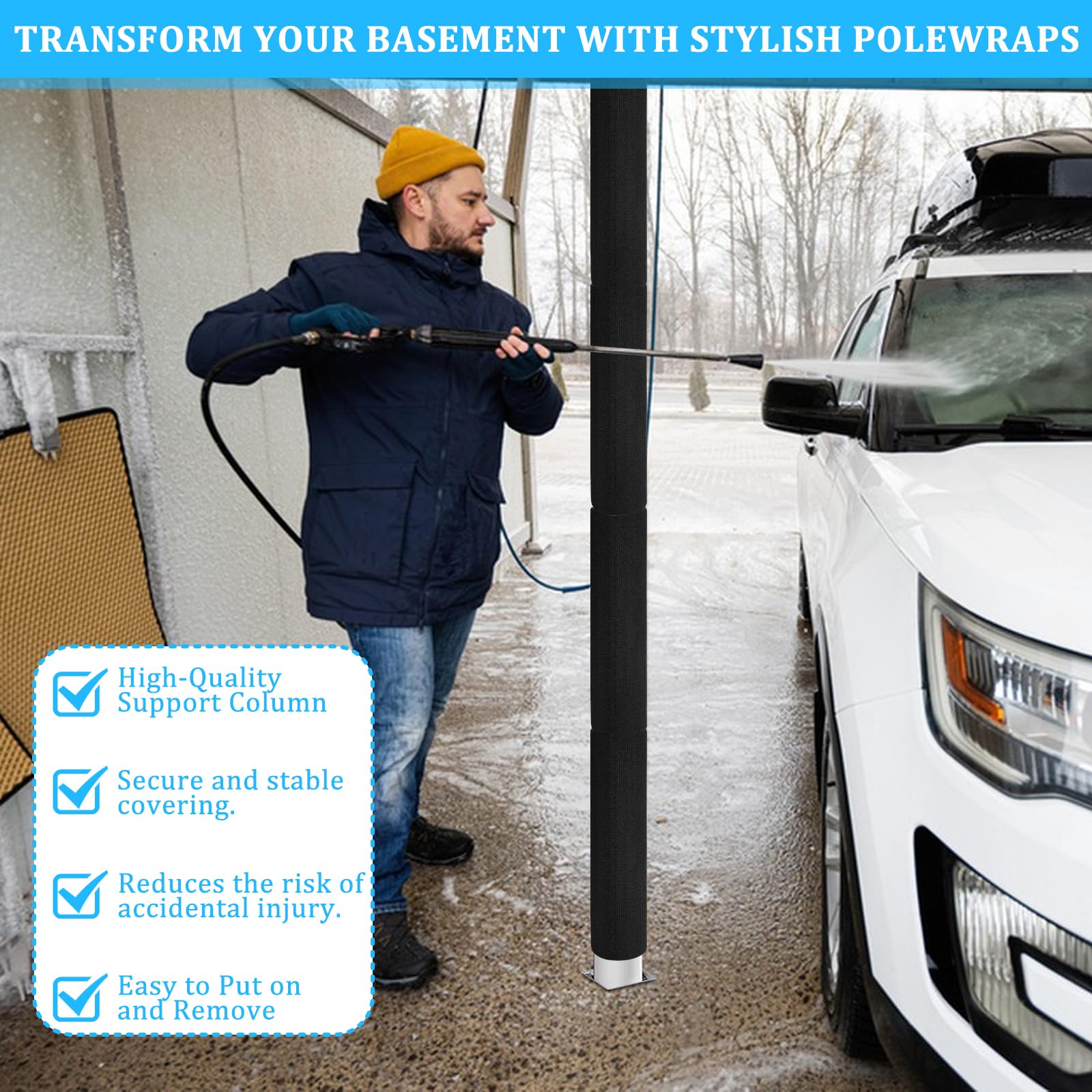 Garage Pole Wrap Protector Garage Pole Padding Wrap - Self-Adhesive ...