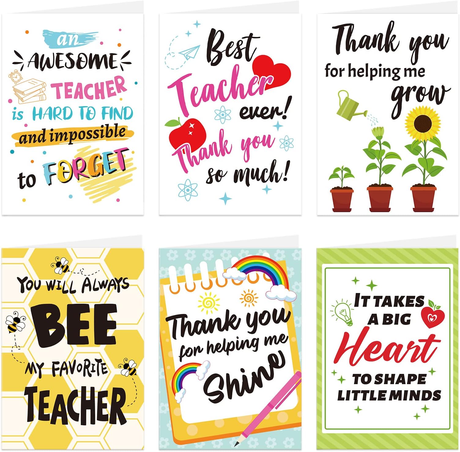 Amazon.com : HOWAF Teacher Appreciation Greeting Cards with Envelopes ...