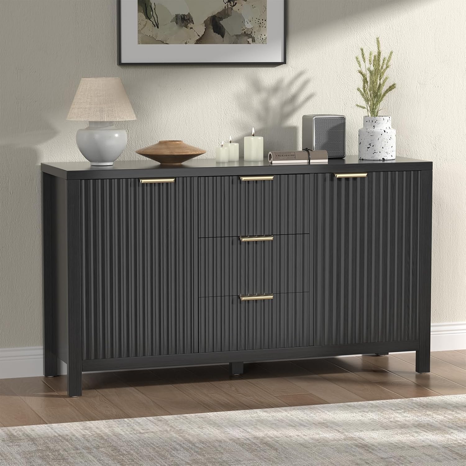 Amazon.com - Storage Cabinet Fluted Sideboard Buffet Cabinet with 2 ...