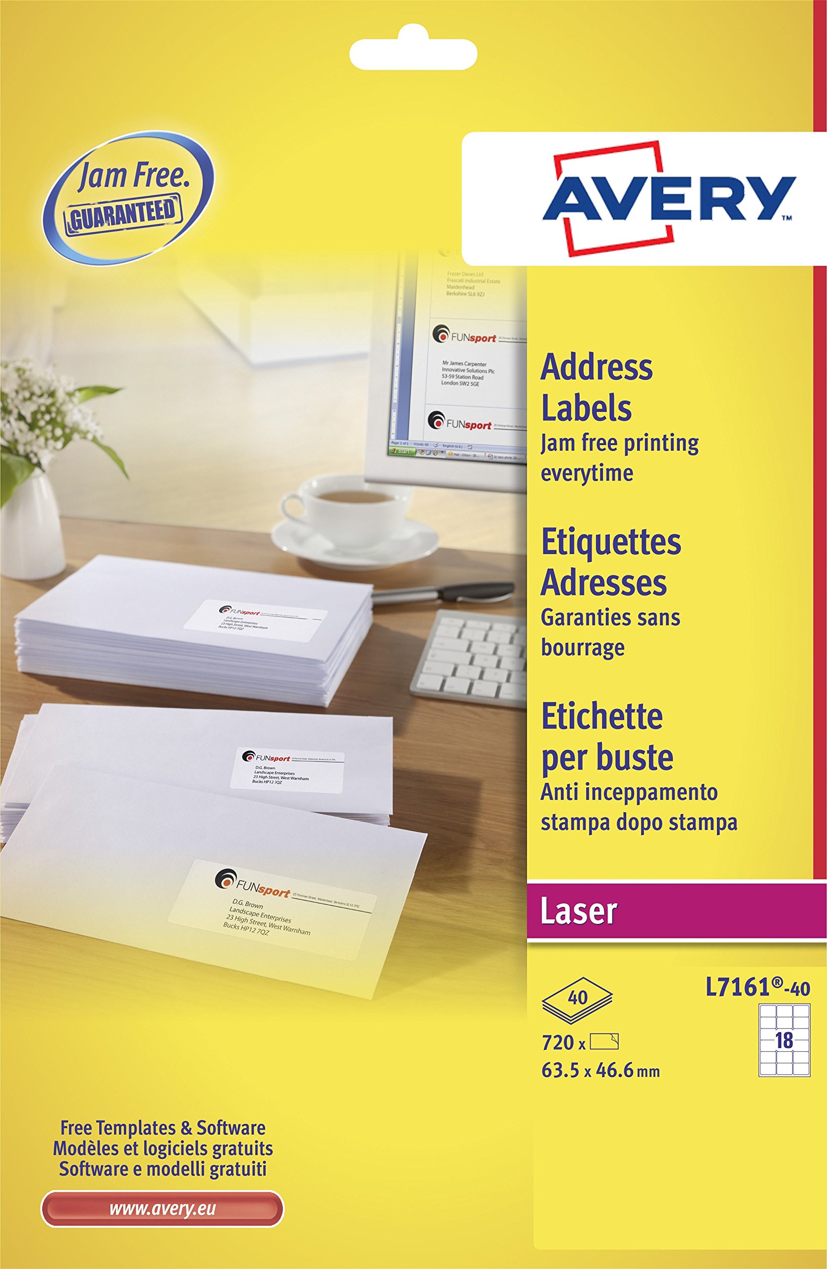 Avery L7161-40 Labels White : Amazon.co.uk: Stationery & Office Supplies