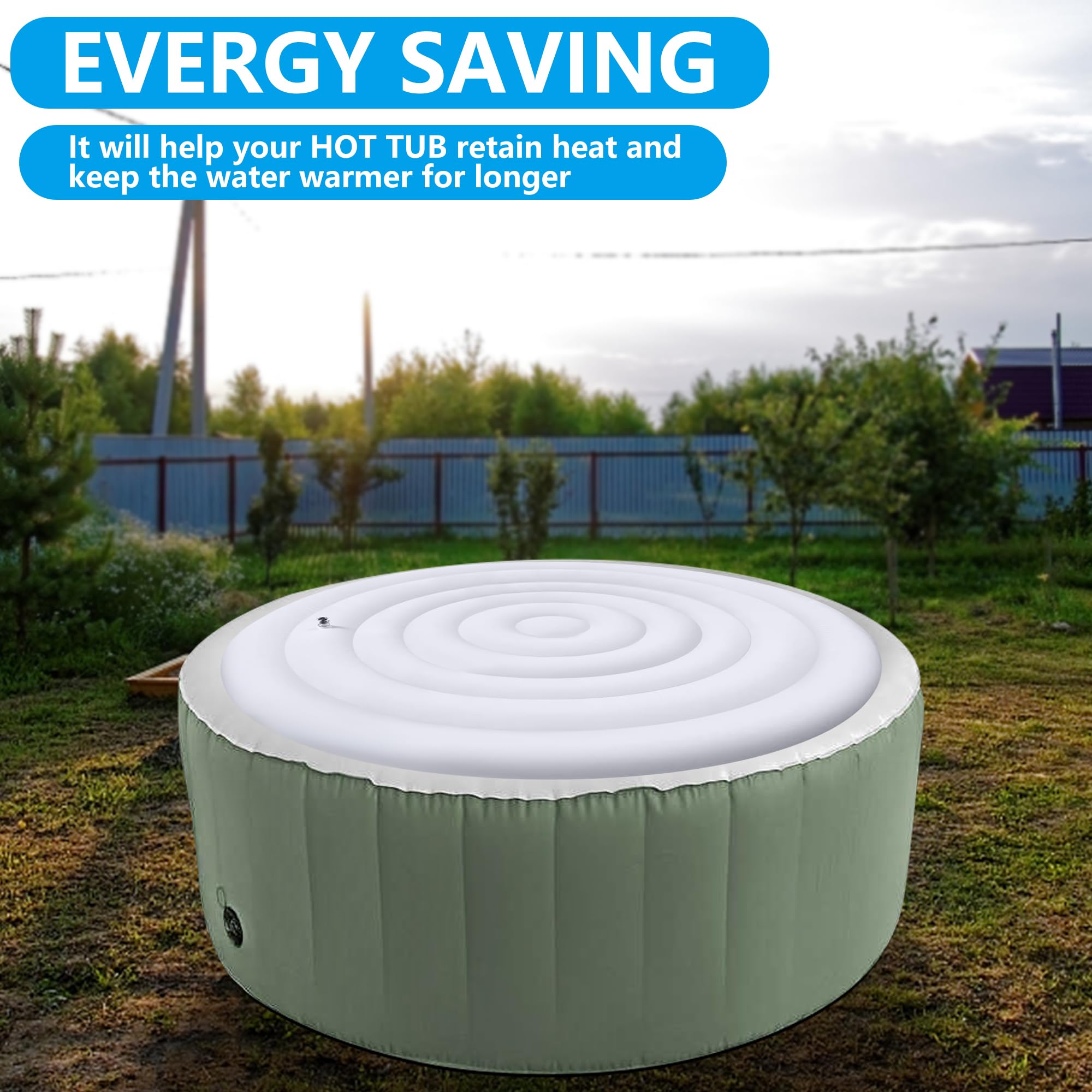 Snapklik.com : 5.4 Ft Inflatable Hot Tub Cover - Energy Saving Lid For ...