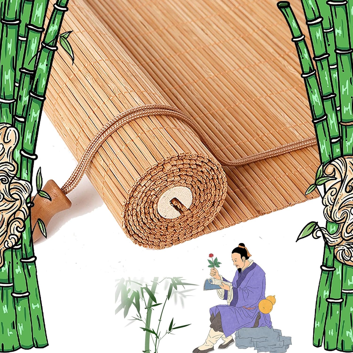 Amazon.com: Bamboo Roller Blinds, Bamboo Roll Up Blinds Bamboo Roll Up ...