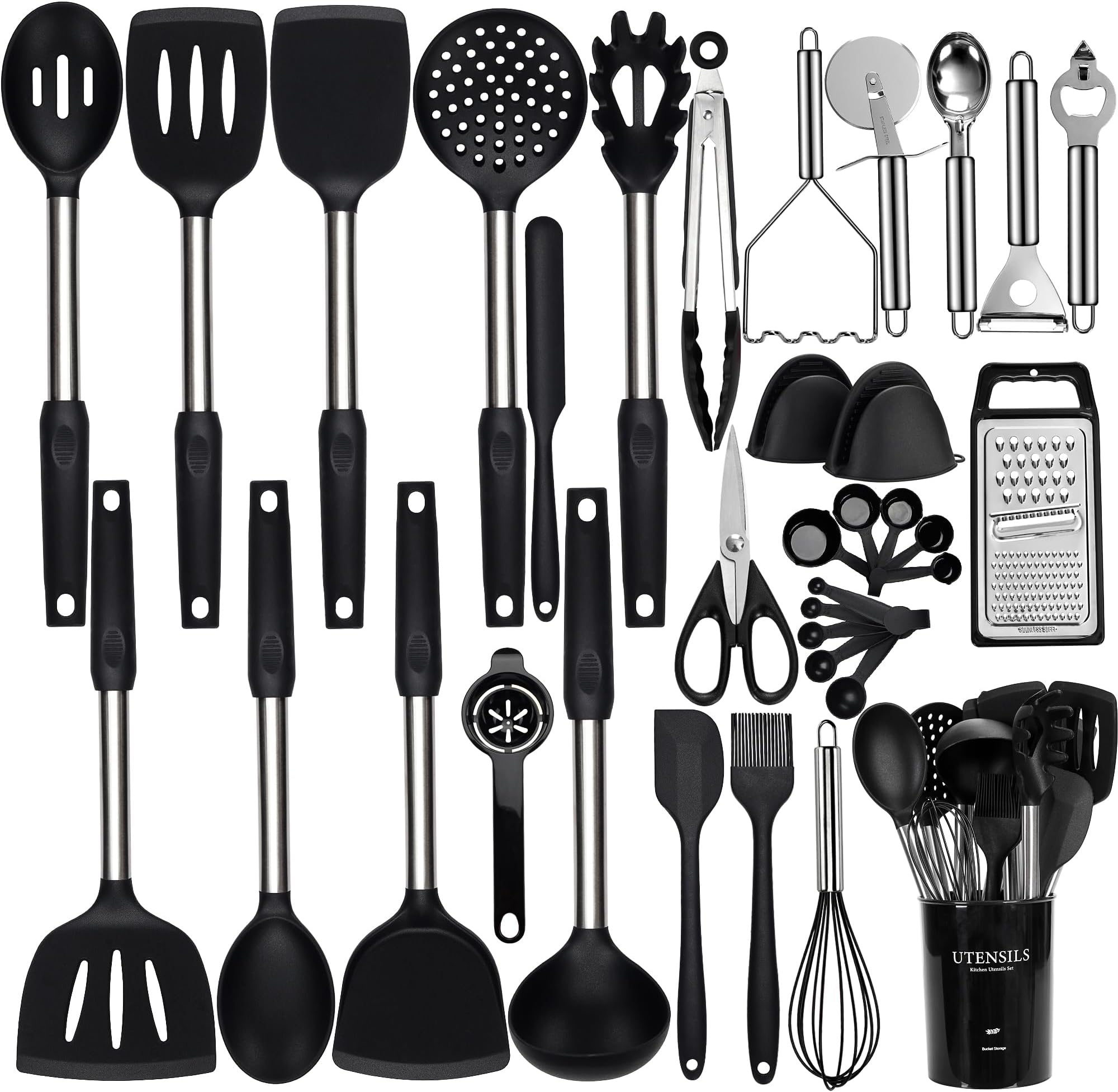 Amazon.com: Silicone Cooking Utensils Set - Heat Resistant Silicone ...
