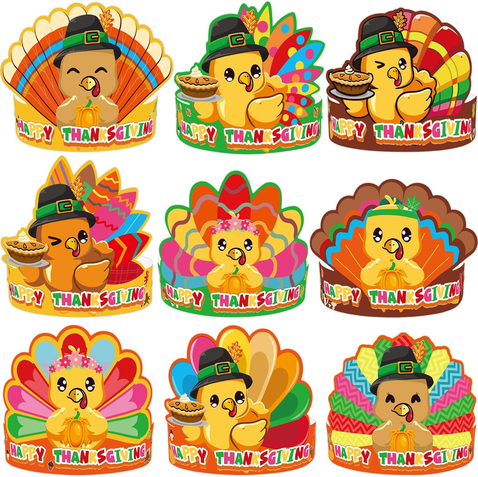 Amazon.com: Fancy Land Thanksgiving Turkey Hats Pack of 30 Turkey ...