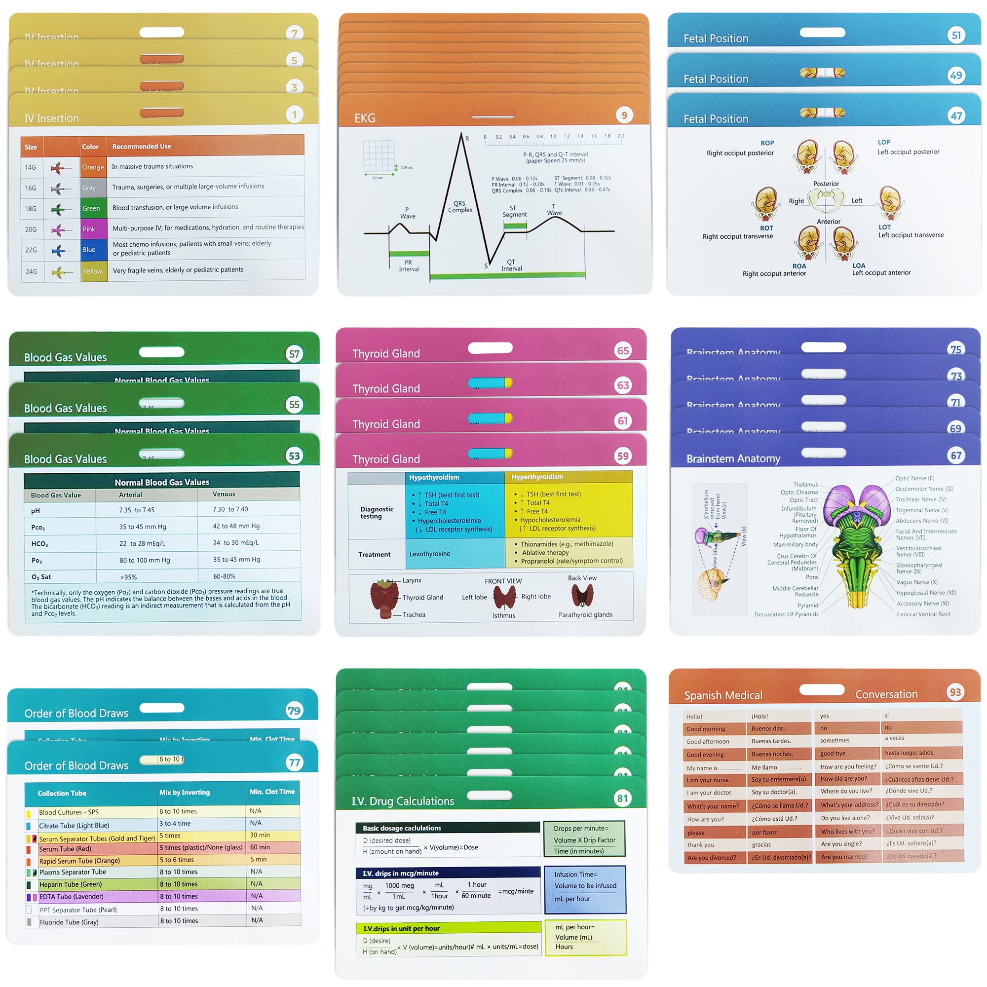 Buy Allinko 49 Nursing Badge Reference Cards, Nursing School Essentials ...