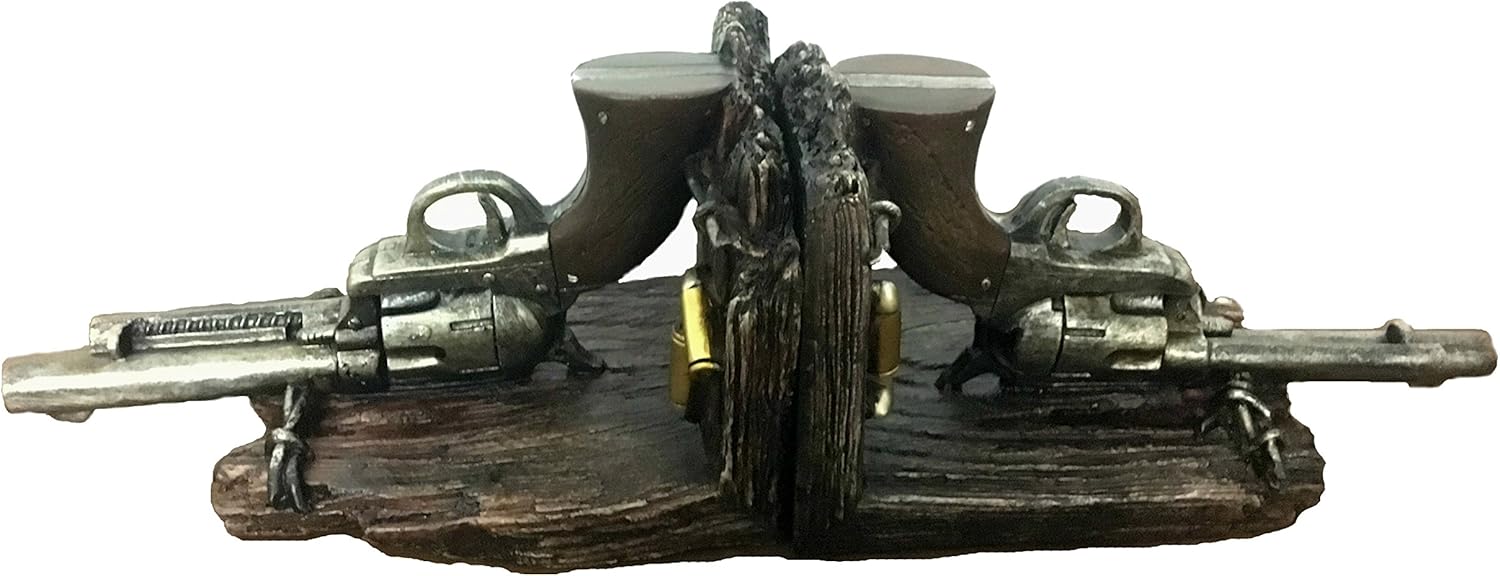 Amazon.com: Polyresin Two Guns Pistols Pair Bookends | Book Ends Shelf ...