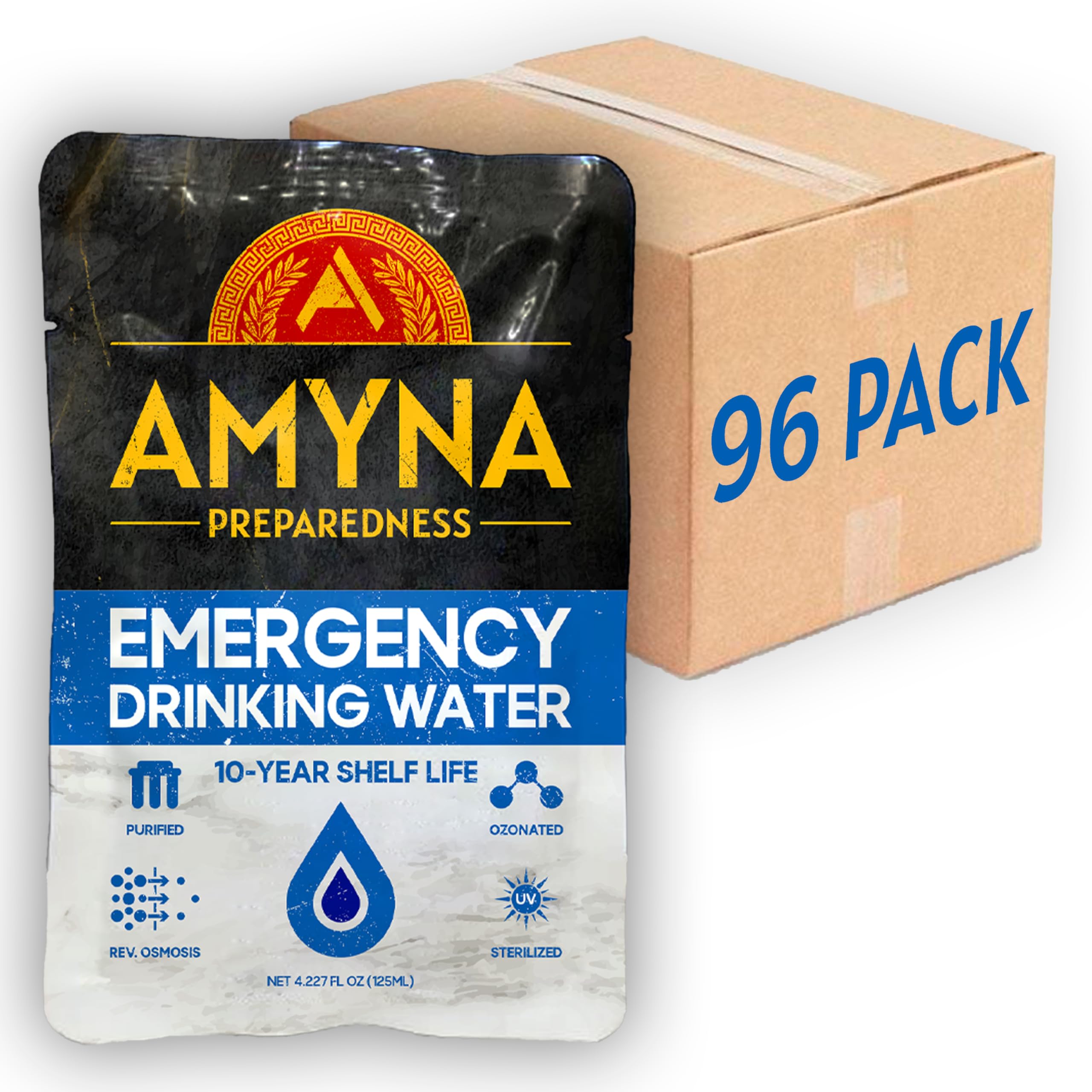 Amazon.com: Emergency Drinking Water Pouches (96) 10-Year Shelf Life ...