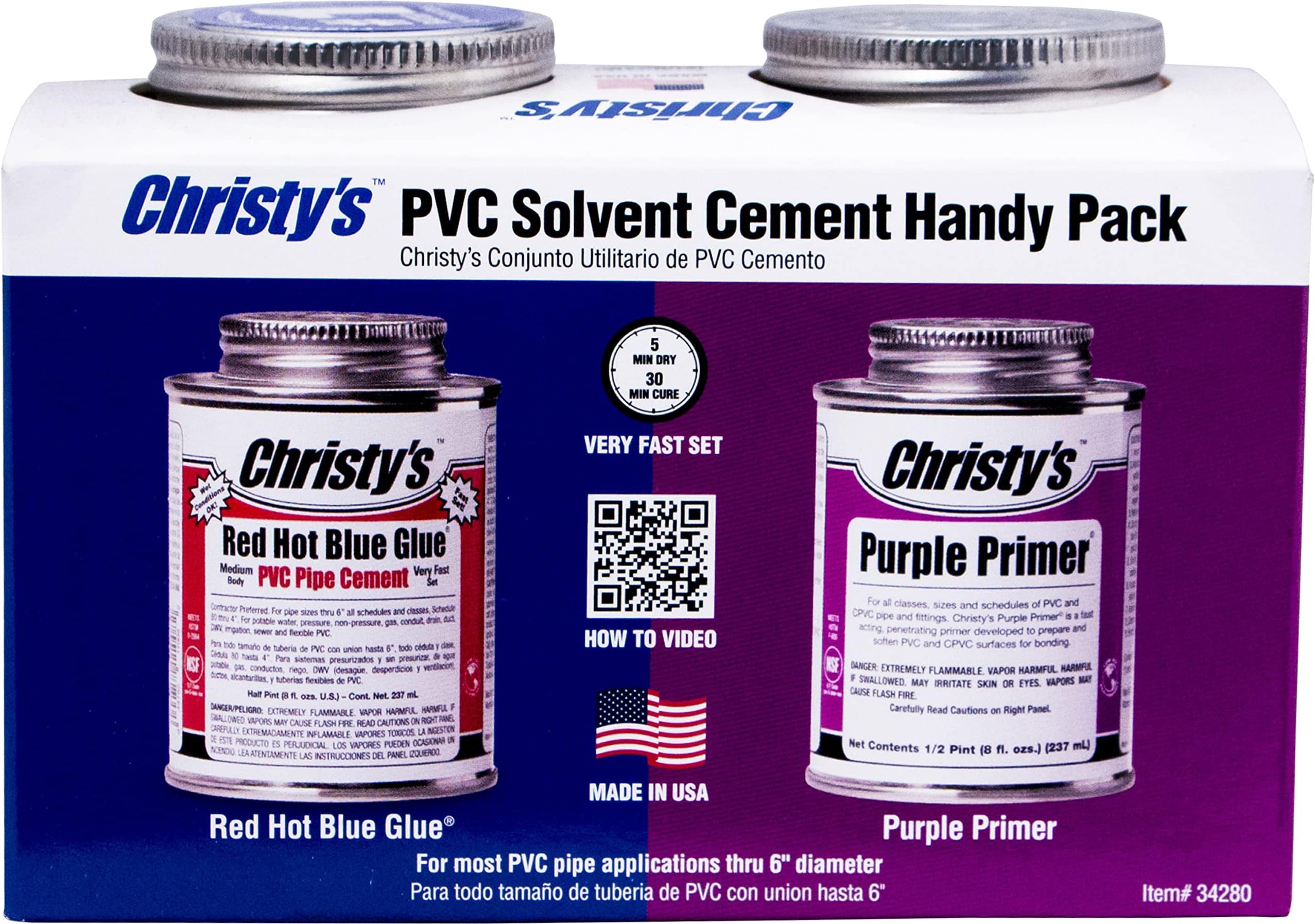 Amazon.com: Oatey 30246 4 oz. PVC Regular Clear Cement and 4 oz. NSF ...