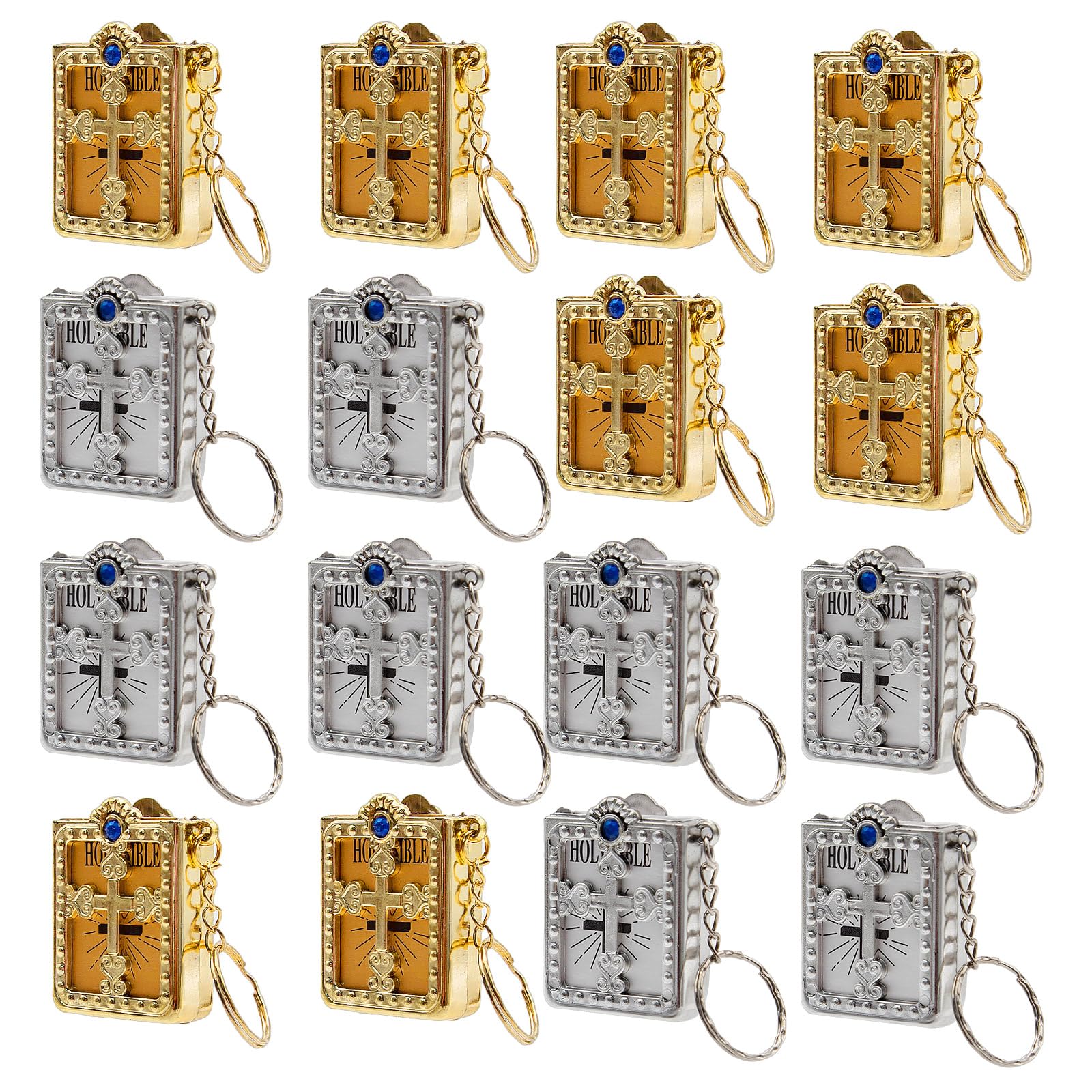 Amazon.com: SYOWADA 16 Pcs Mini Bible Keychain Church Gifts Holy Bible ...