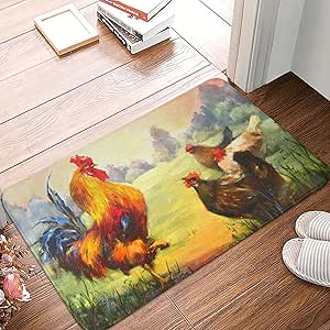 Amazon.com: Ksajwzf Rooster and Chickens Oil Kitchen Mat Rug, Floor Mat ...