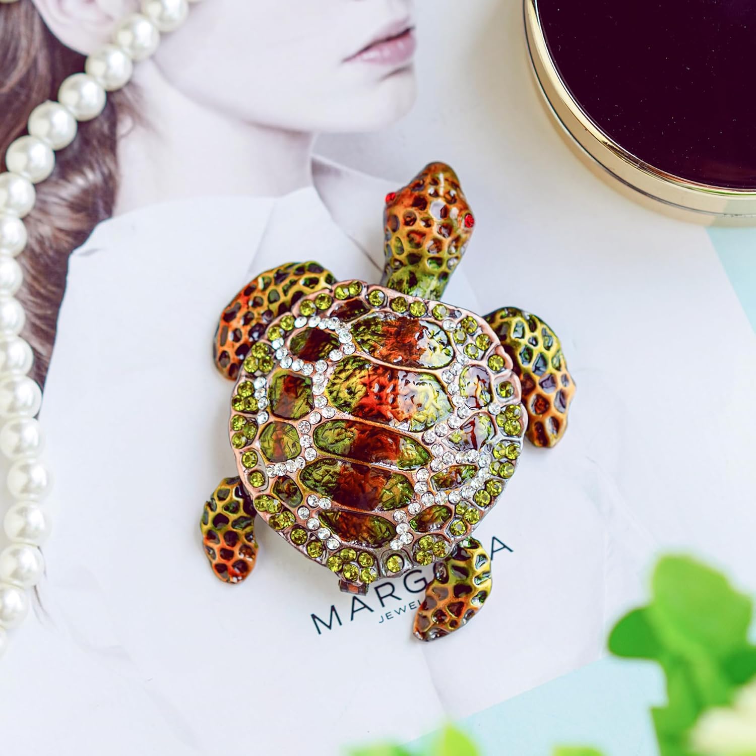 Amazon.com: Small Turtle Trinket Jewelry Box Hinged Rhinestones Jeweled ...