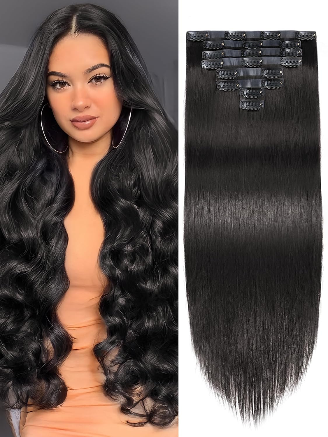 Amazon.com : Clip in Hair Extensions Real Human Hair Remy Human Hair ...