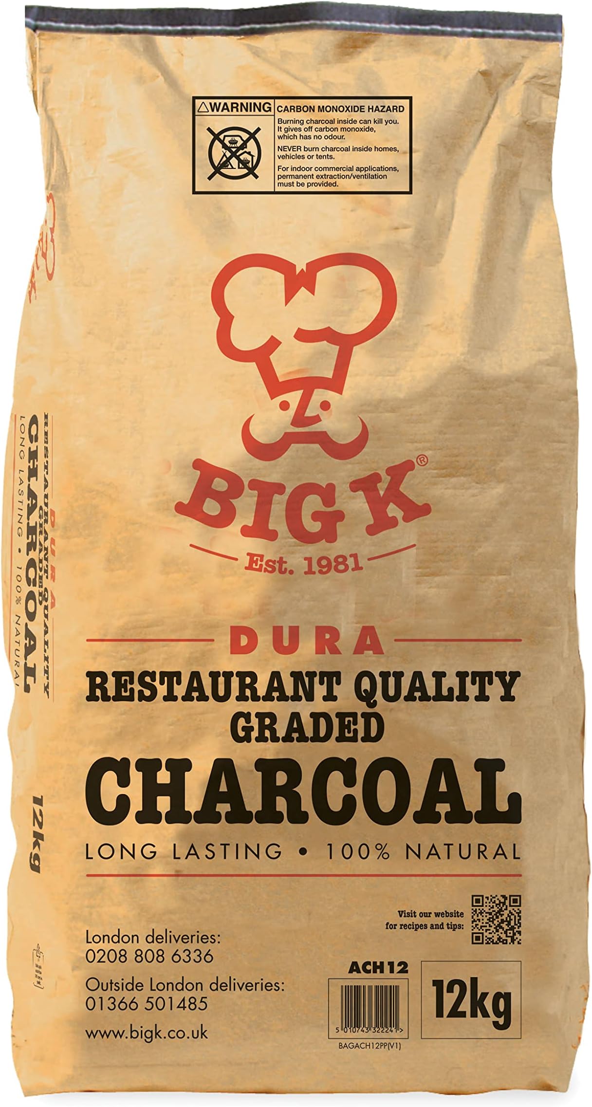 Big K Dura Restaurant Grade Charcoal, 15kg Bag 100% Natural White ...