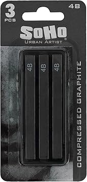 Amazon.com: SoHo Urban Artist Compressed Graphite Sticks 4B, Pack of 3 ...