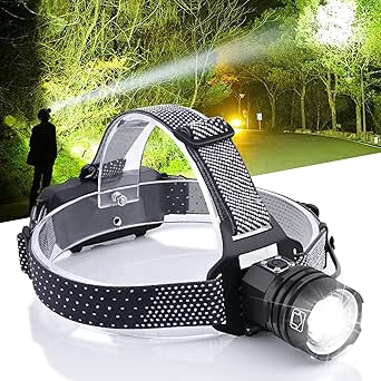LED Headlamp Rechargeable, 90000 Lumen Super Bright Headlamp Flashlight ...