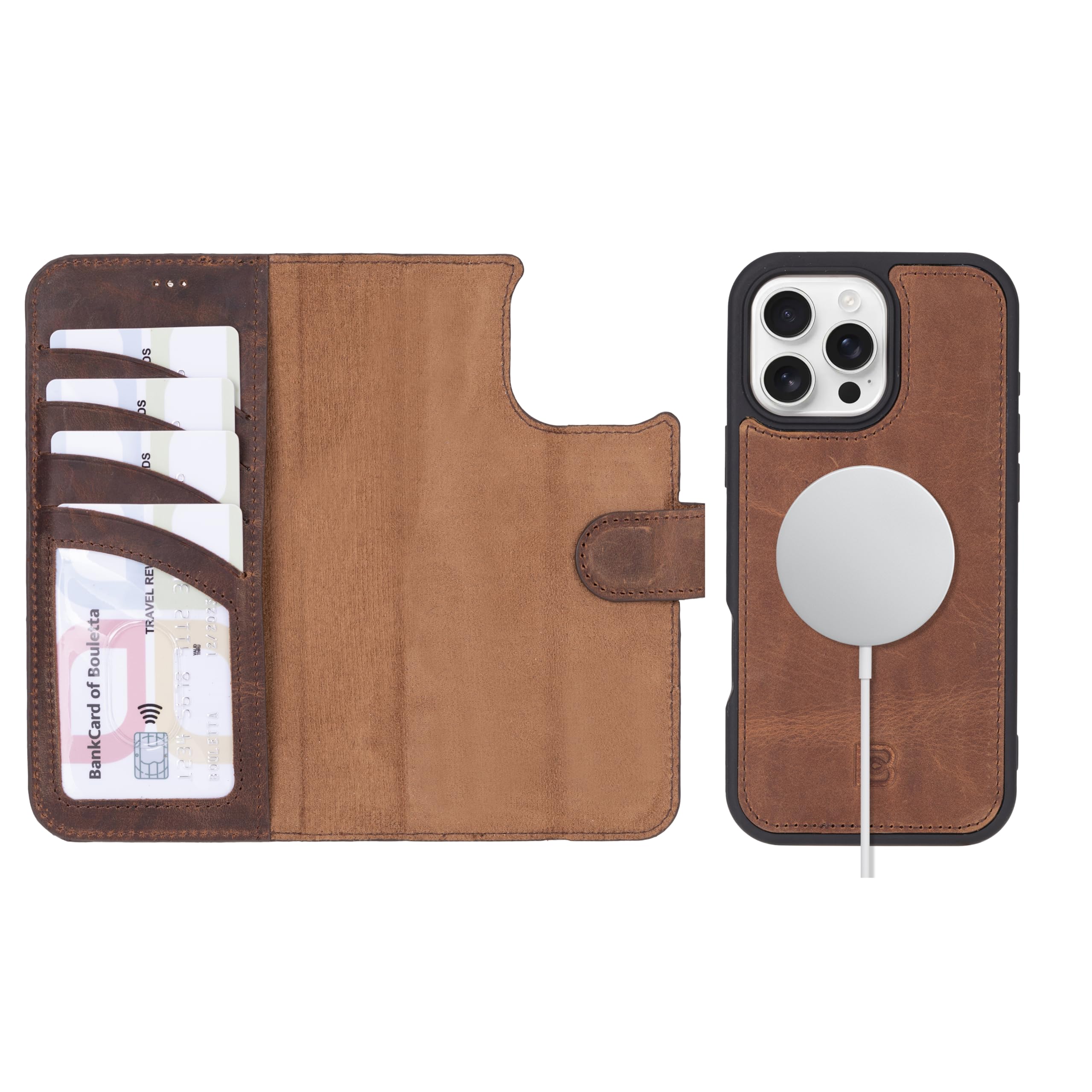 Amazon.com: BOULETTA for iPhone 16 Pro Max Wallet Case Magsafe Compatible, Handcrafted Premium ...