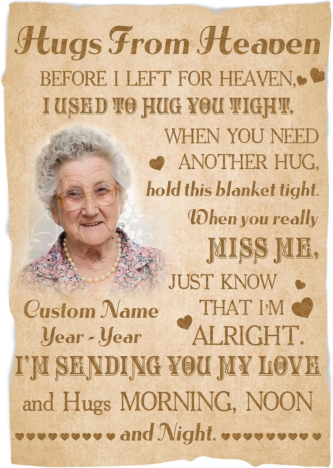 Amazon.com: Memorial Blanket - Hugs from Heaven Throw Personalized ...