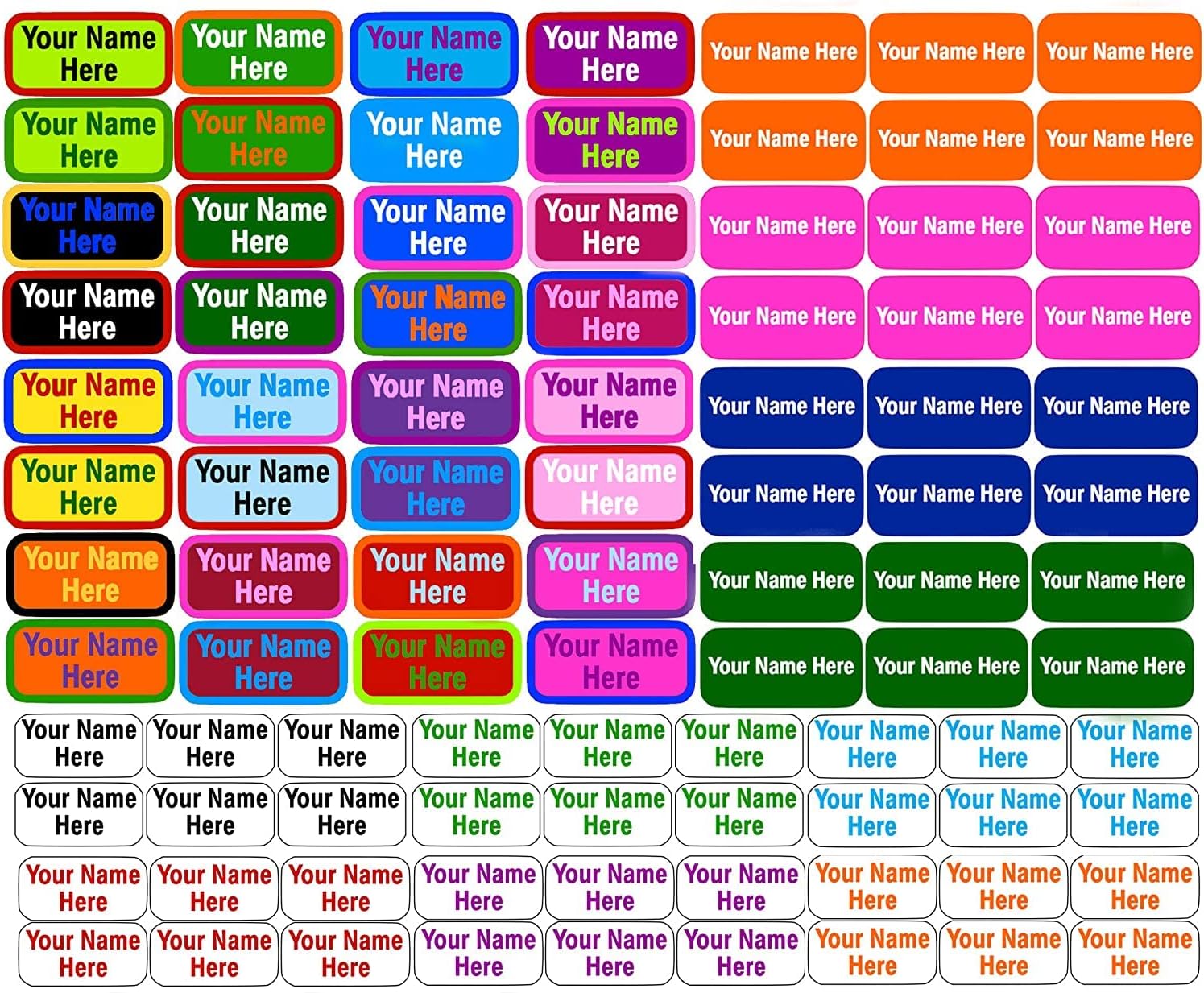 Amazon.com: Personalized Waterproof Name Labels. Press and Stick Custom ...