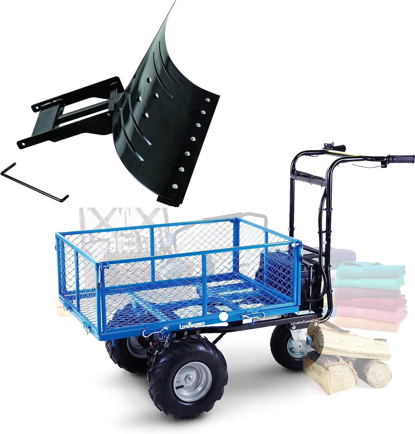 Amazon.com : Landworks Utility Cart Hand Truck Power Wagon & Snow Plow ...