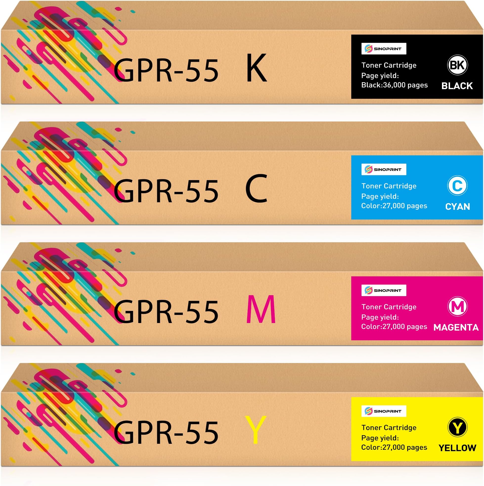 Amazon.com: GPR55 GPR-55 Toner Cartridge Set (4-Pack, 1BK+1C+1M+1Y ...