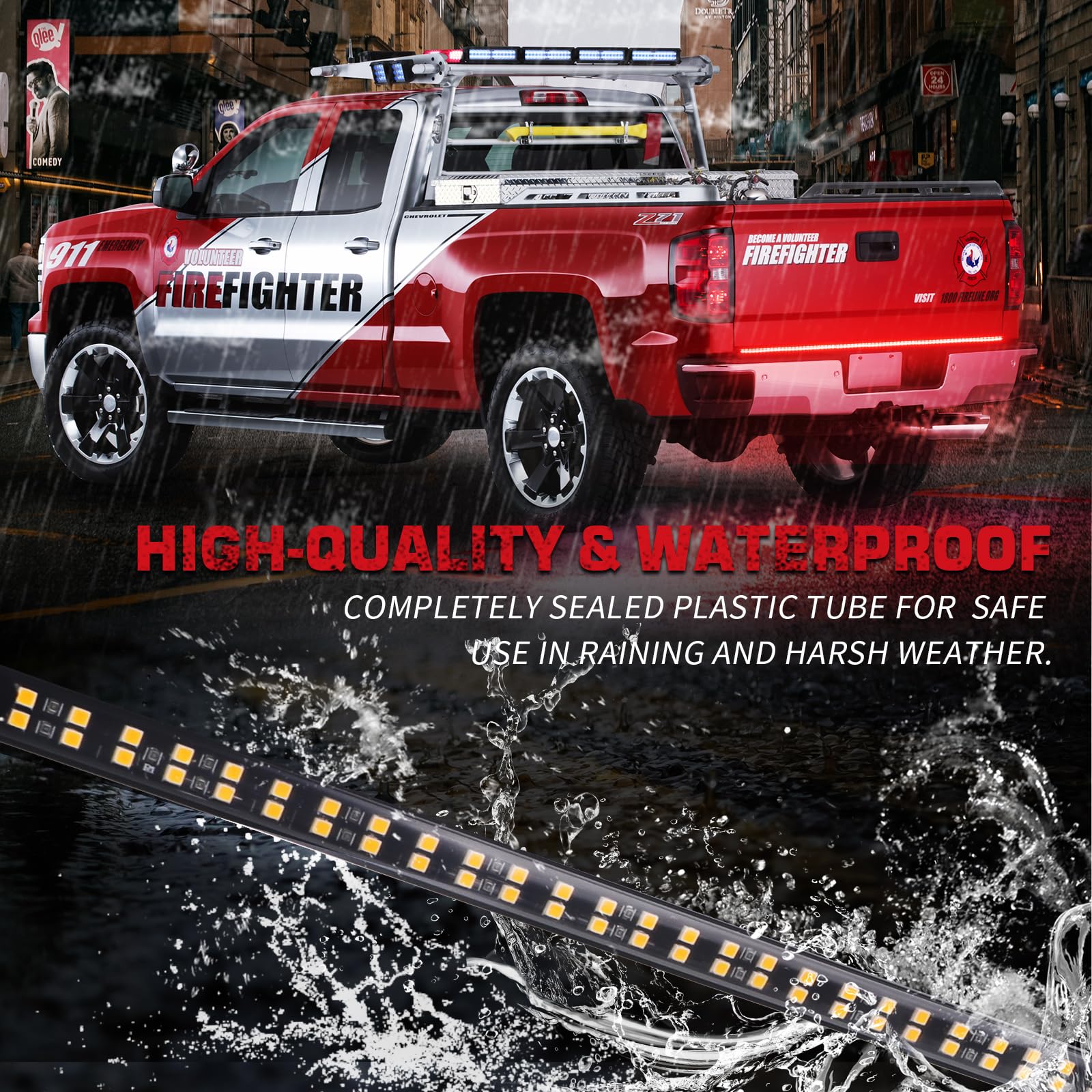 Snapklik.com : 60 Inch Fire Truck Red Emergency Lights Strip 360 LED ...