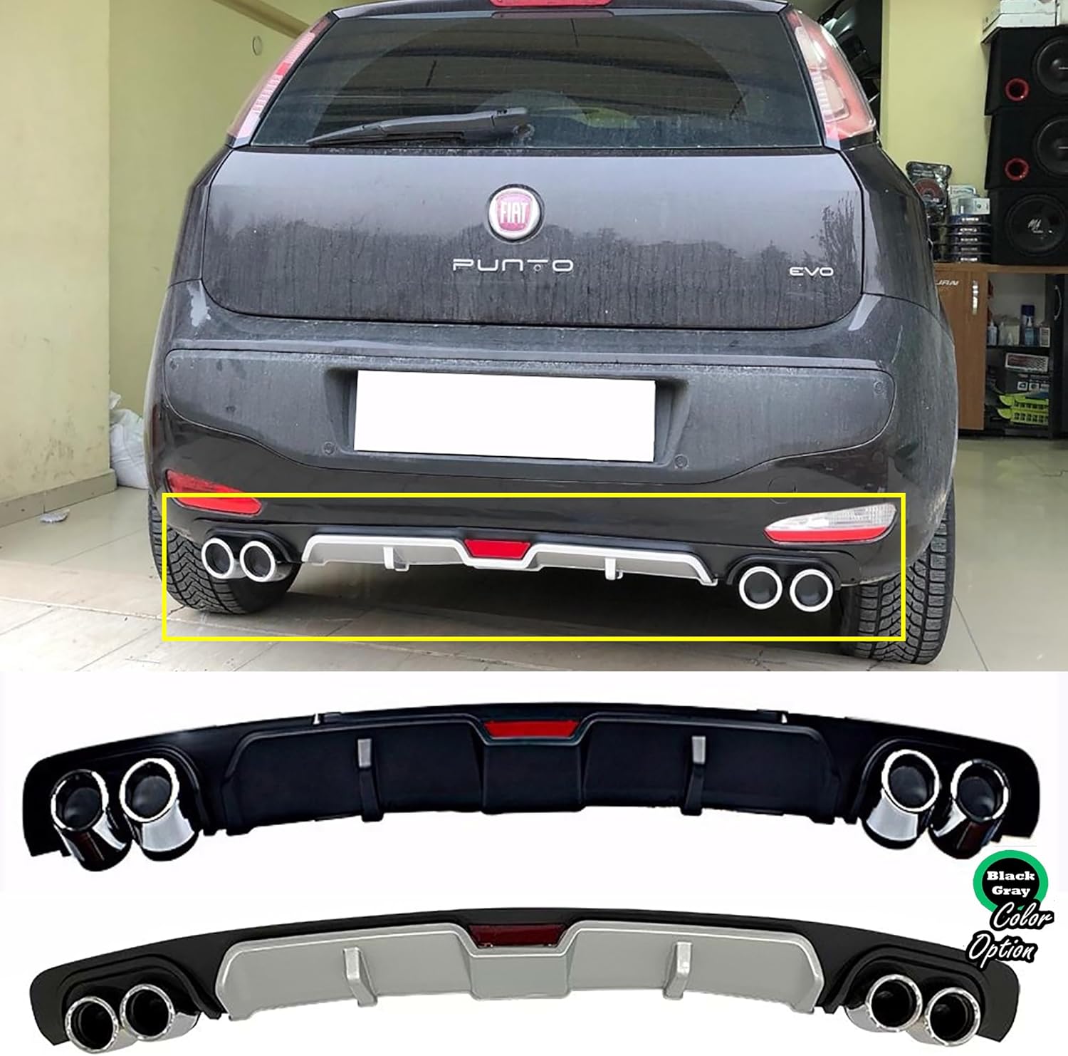 Amazon.com: for Fiat Punto Evo Rear Diffuser Diffusor V2 Black or Gray ...