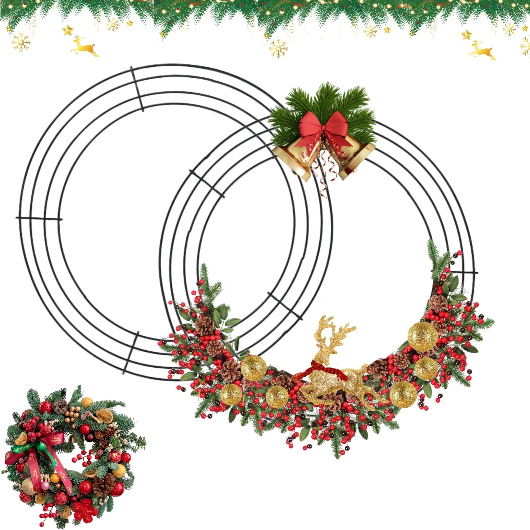 Amazon.com: 2 Pack Wreath Frames, 12 inch Wire Wreath Frames, Large ...