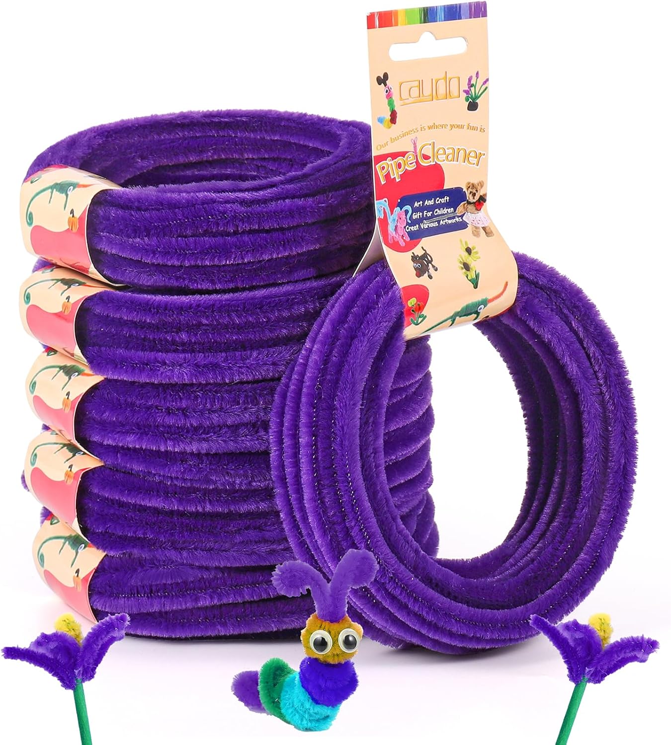Amazon.com: Caydo Coil Pipe Cleaners Purple Pipe Cleaners Craft in 32 ...