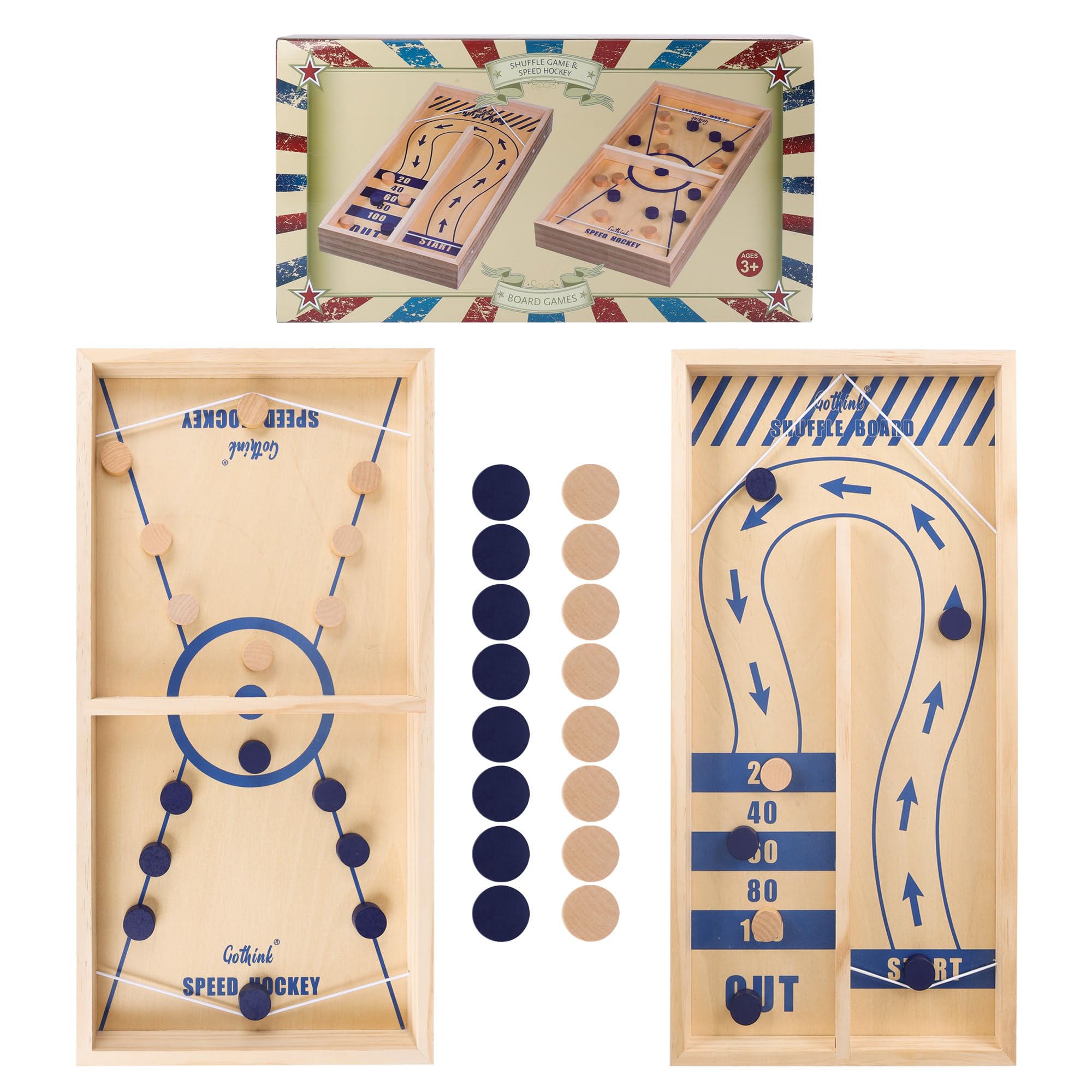 Snapklik.com : GOTHINK 2 In 1 Large Fast Sling Puck Game - Wooden Air ...