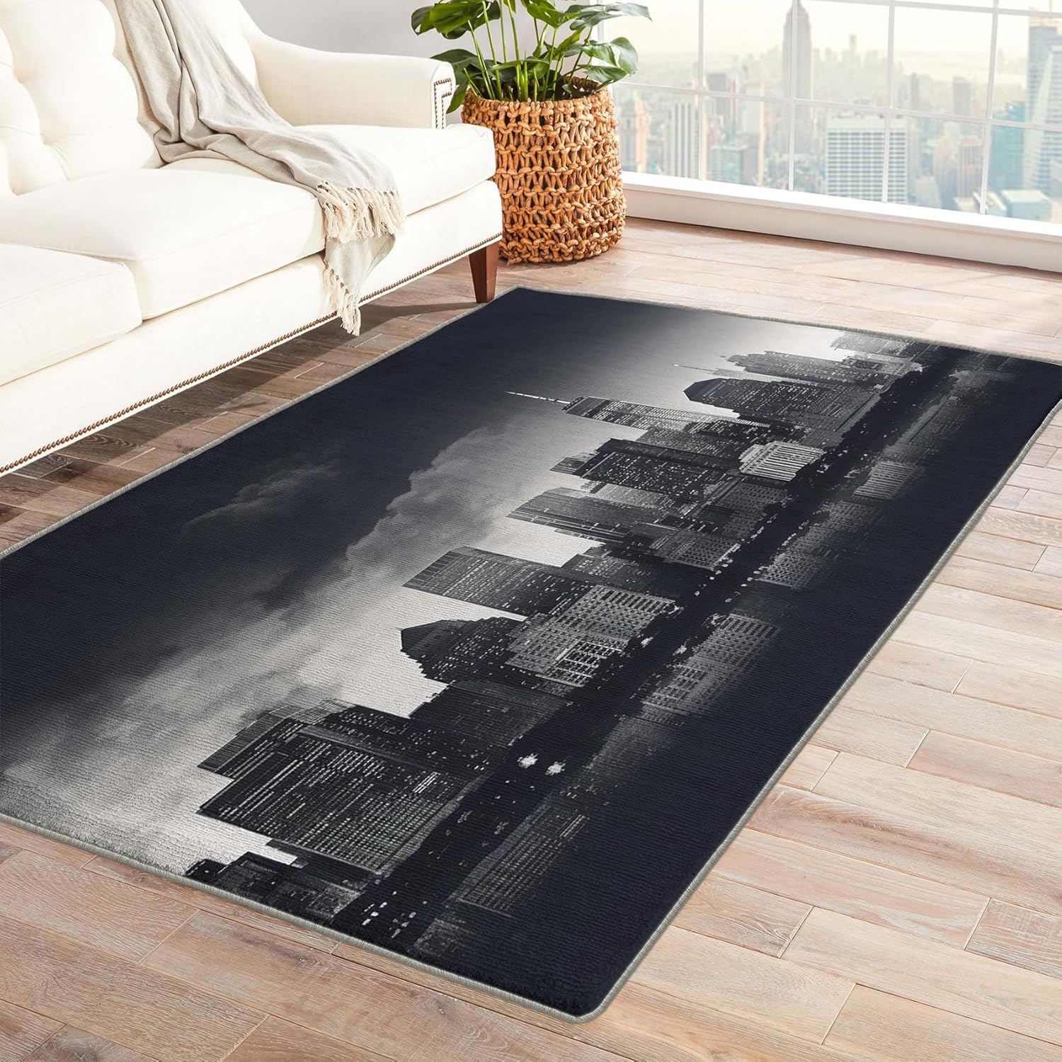 Amazon.com: City Rug & Home Decor - Washable Rug 4x6 - Cityscape Rugs ...