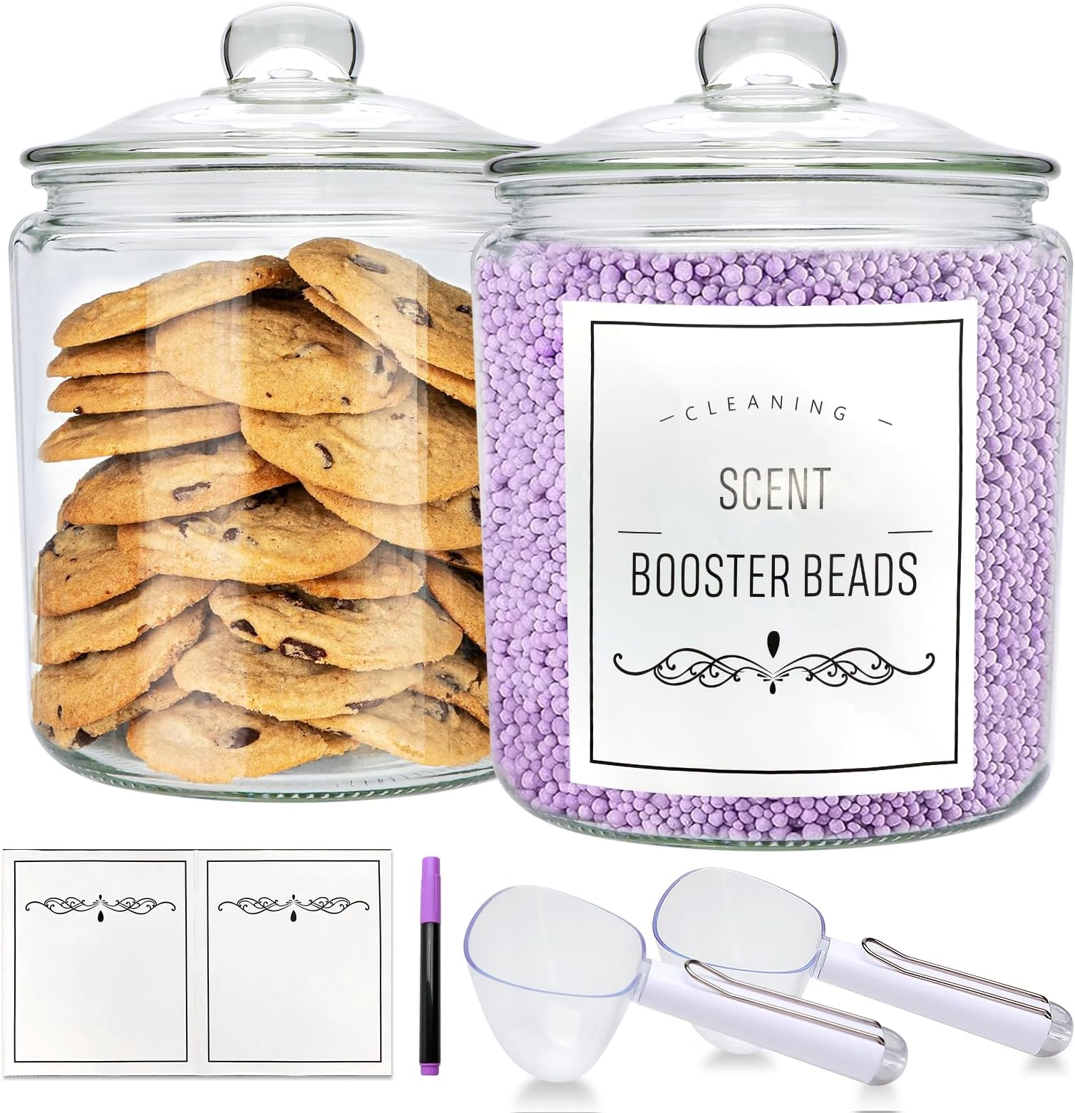 Amazon.com: FyndraX Half Gallon Glass Jars - Large Airtight Containers with Scoop and Labels for ...